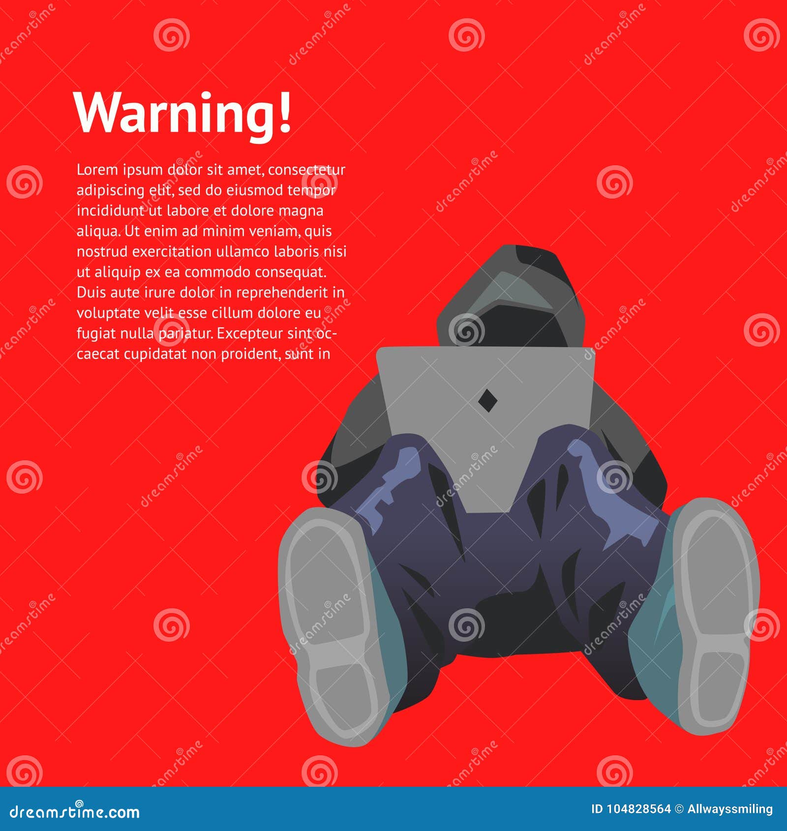 Warning Hacker Activity 2 Horizontal Banners Cartoon Vector ...