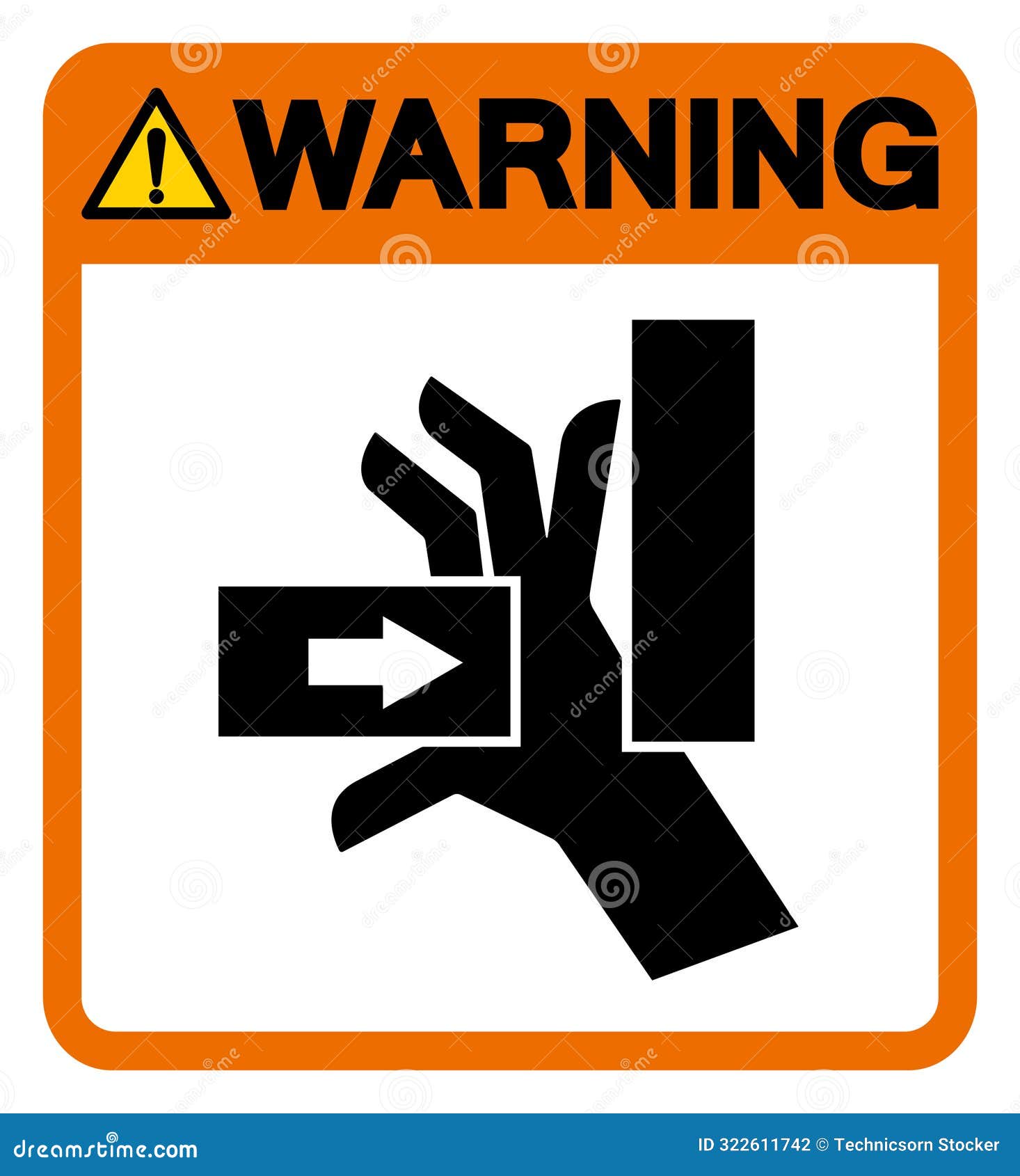 Warning Hand Crush Force from Right Symbol Sign, Vector Illustration ...