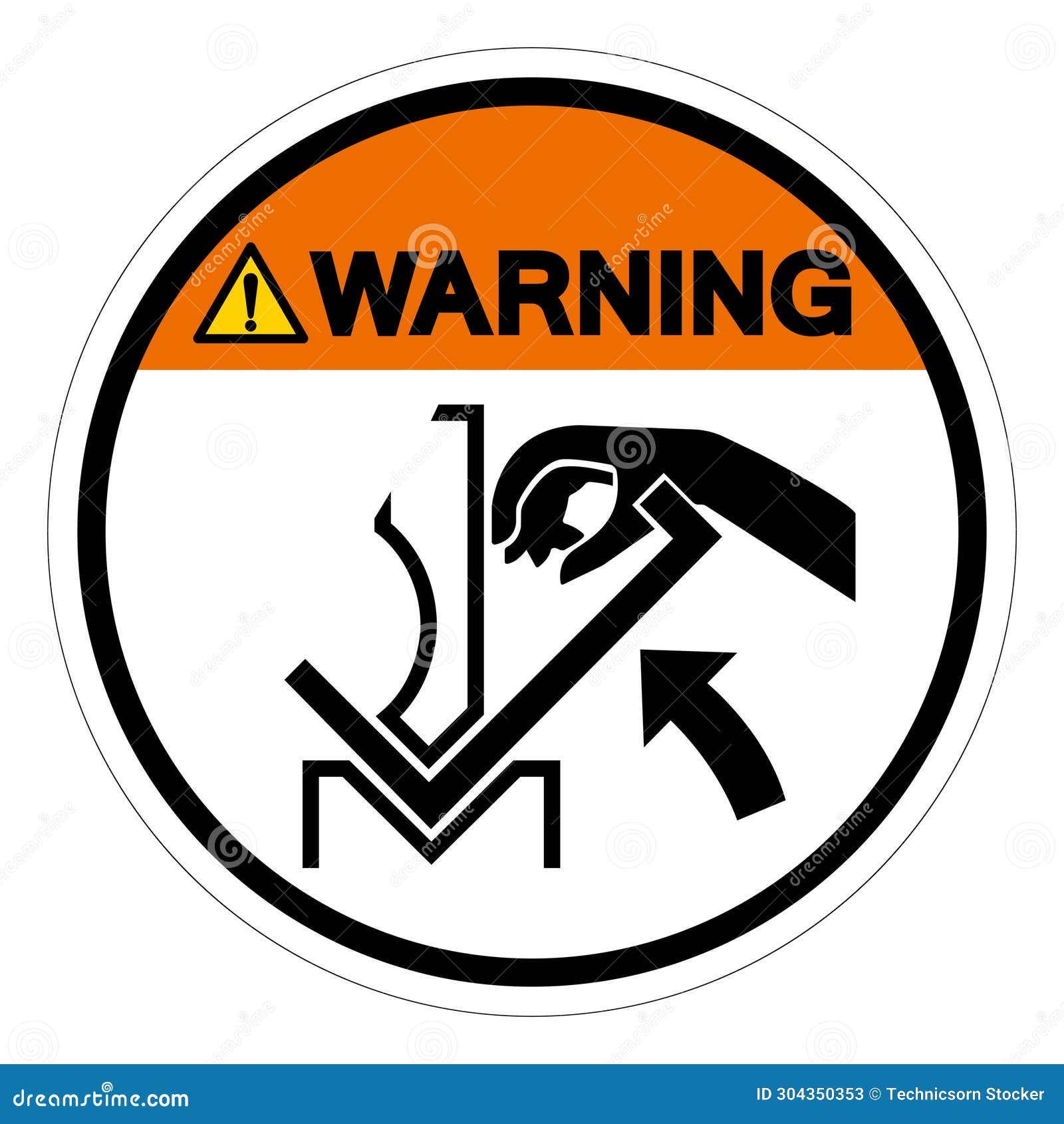 Warning Hand Crush in Press Brake Symbol Sign, Vector Illustration ...