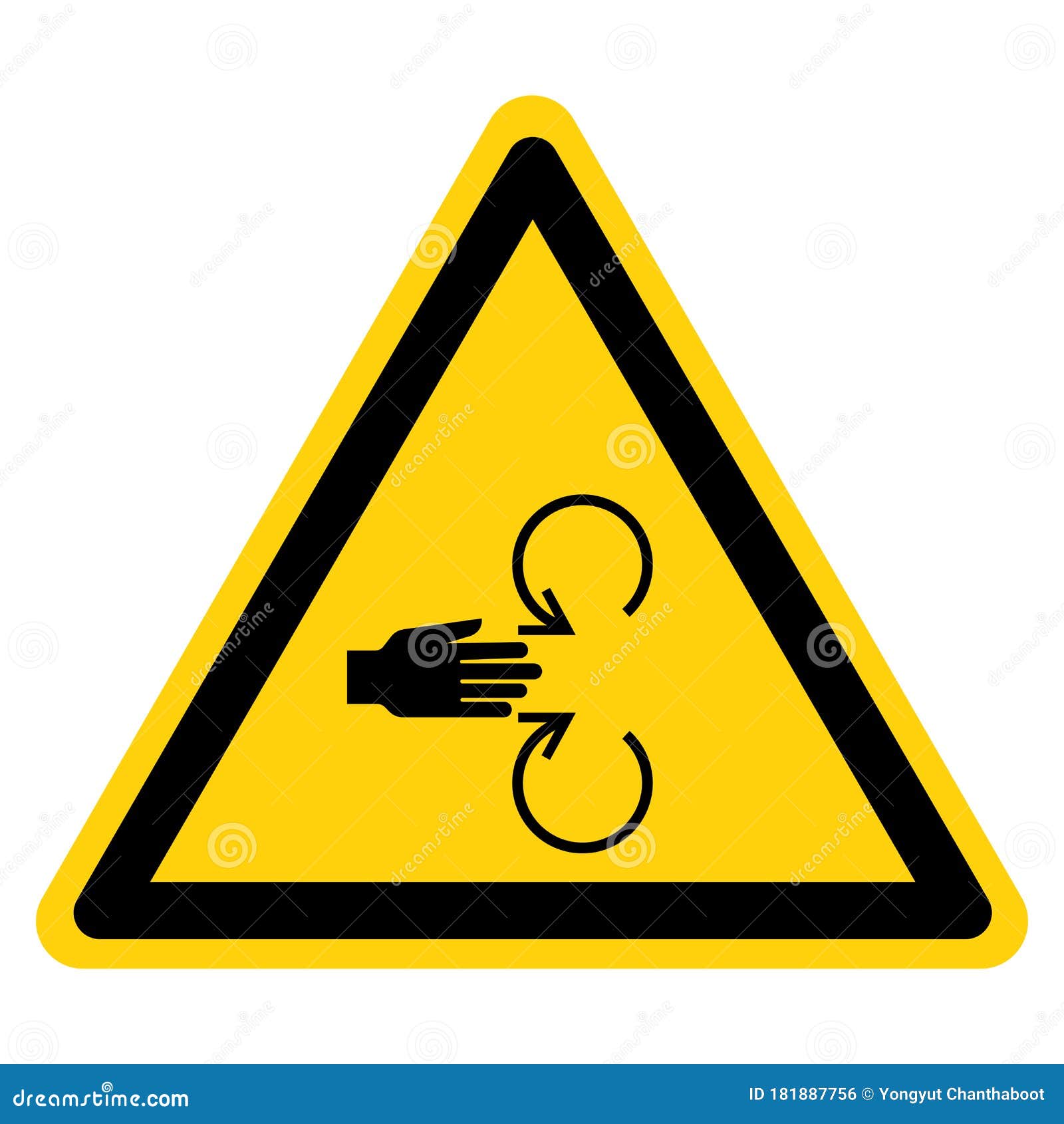 Warning Hand Crush of Rotating Hazard Symbol Sign ,Vector Illustration ...