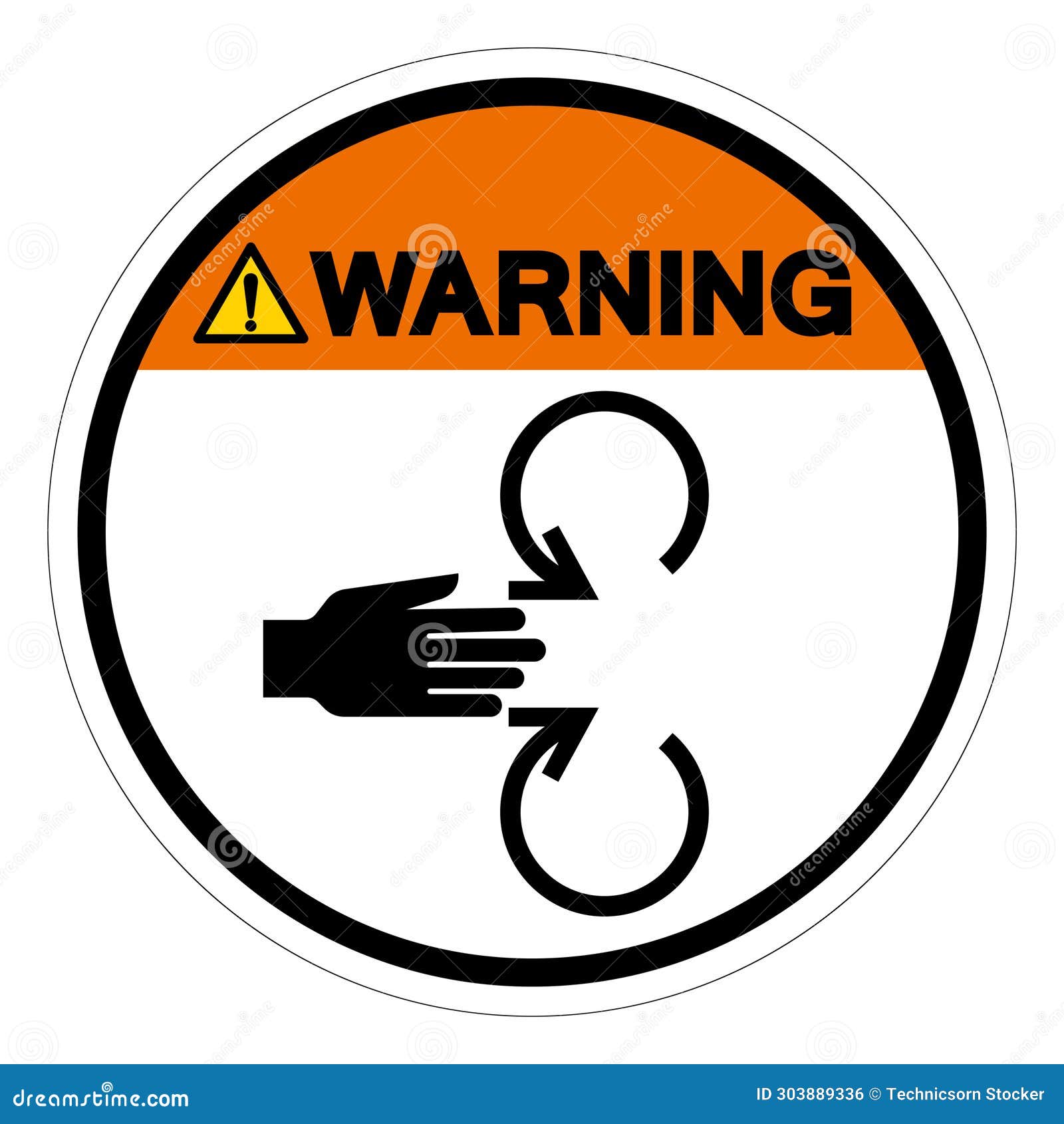 Warning Hand Crush of Rotating Hazard Symbol Sign, Vector Illustration ...