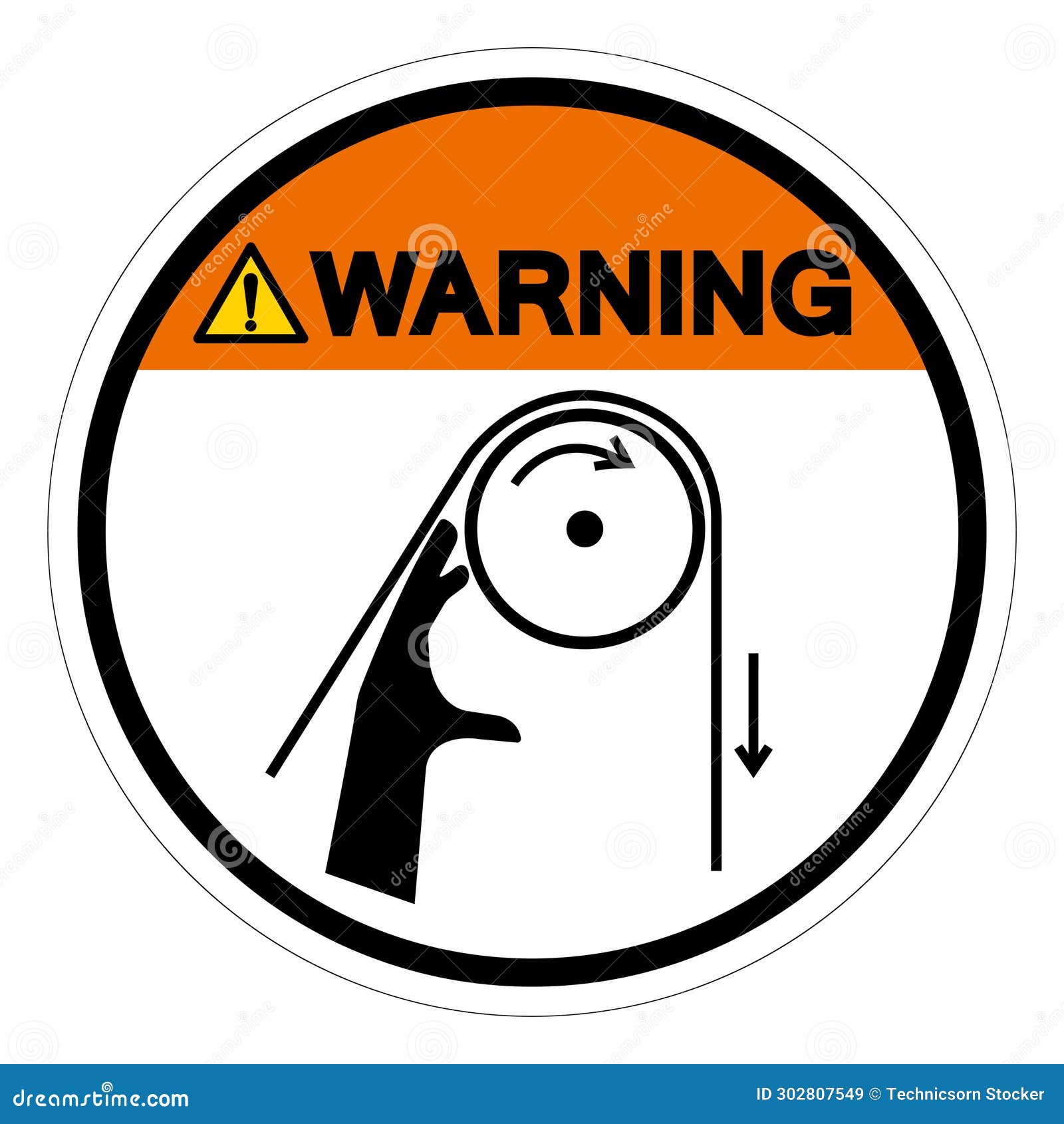 Warning Hand Entanglement Rollers Symbol Sign, Vector Illustration ...