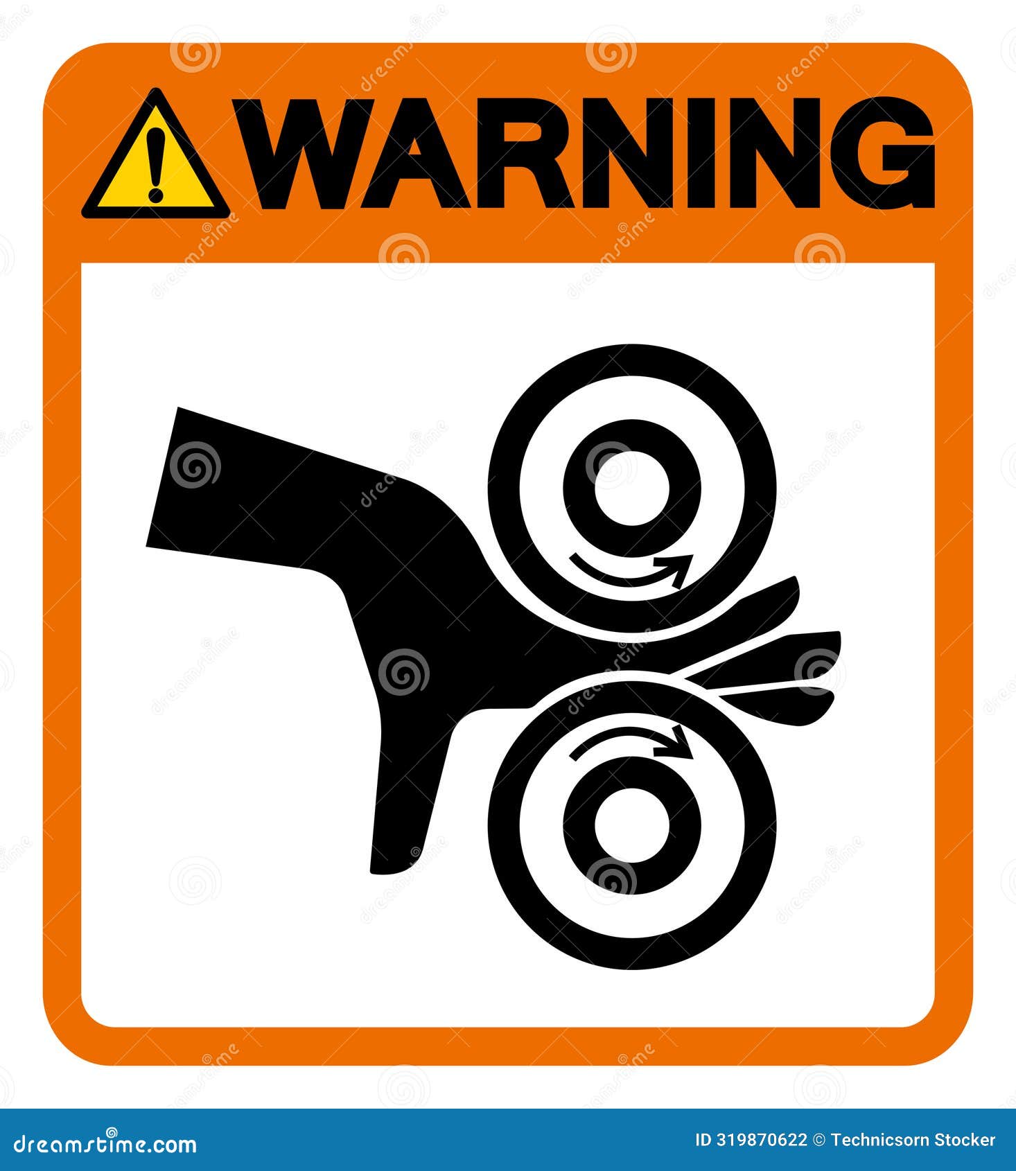 Warning Hand Entanglement Rollers Symbol Sign, Vector Illustration ...