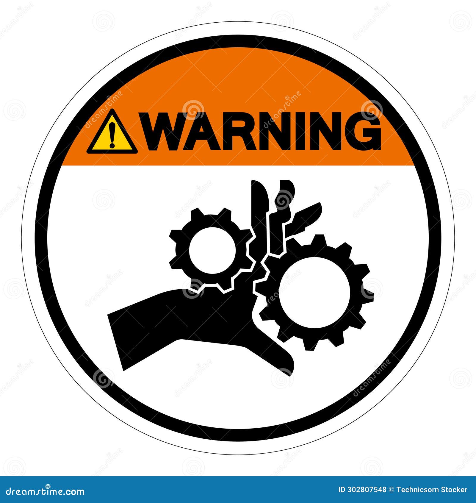 Warning Hand Entanglement Rotating Gears Symbol Sign, Vector ...