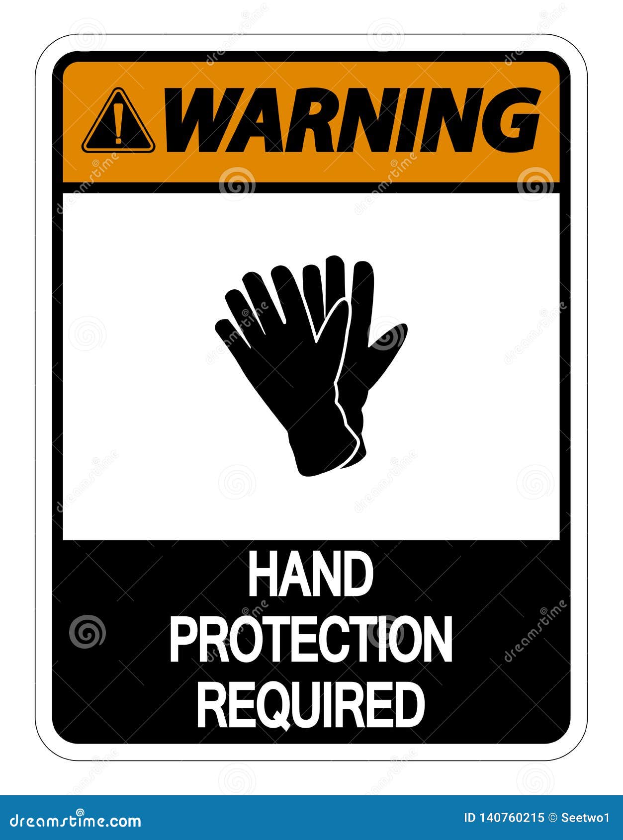 Symbol Warning Hand Protection Required Sign on White Background Stock ...