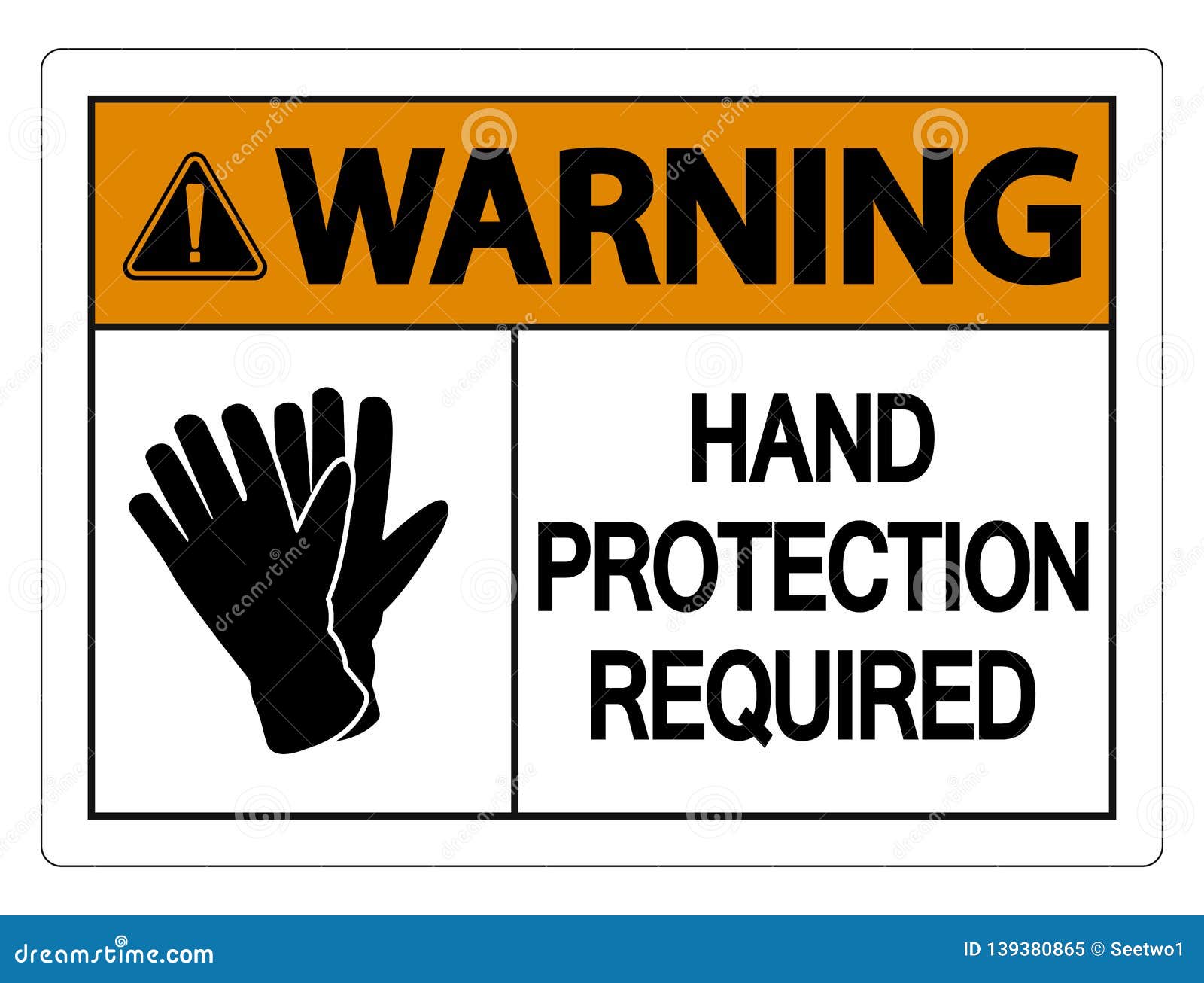 Symbol Warning Hand Protection Required Wall Sign on White Background ...