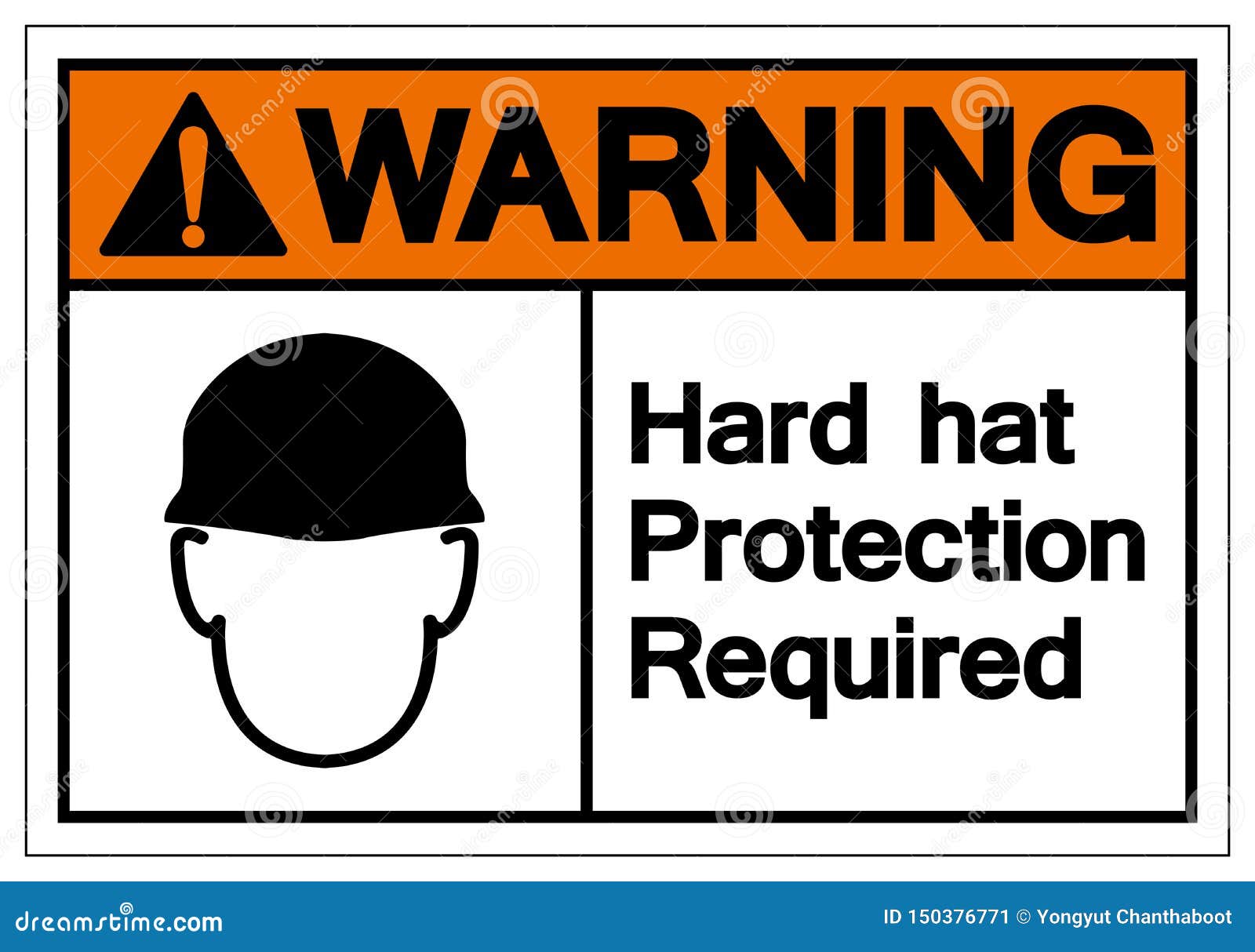 Warning Hard Hat Protection Required Symbol Sign, Vector Illustration ...