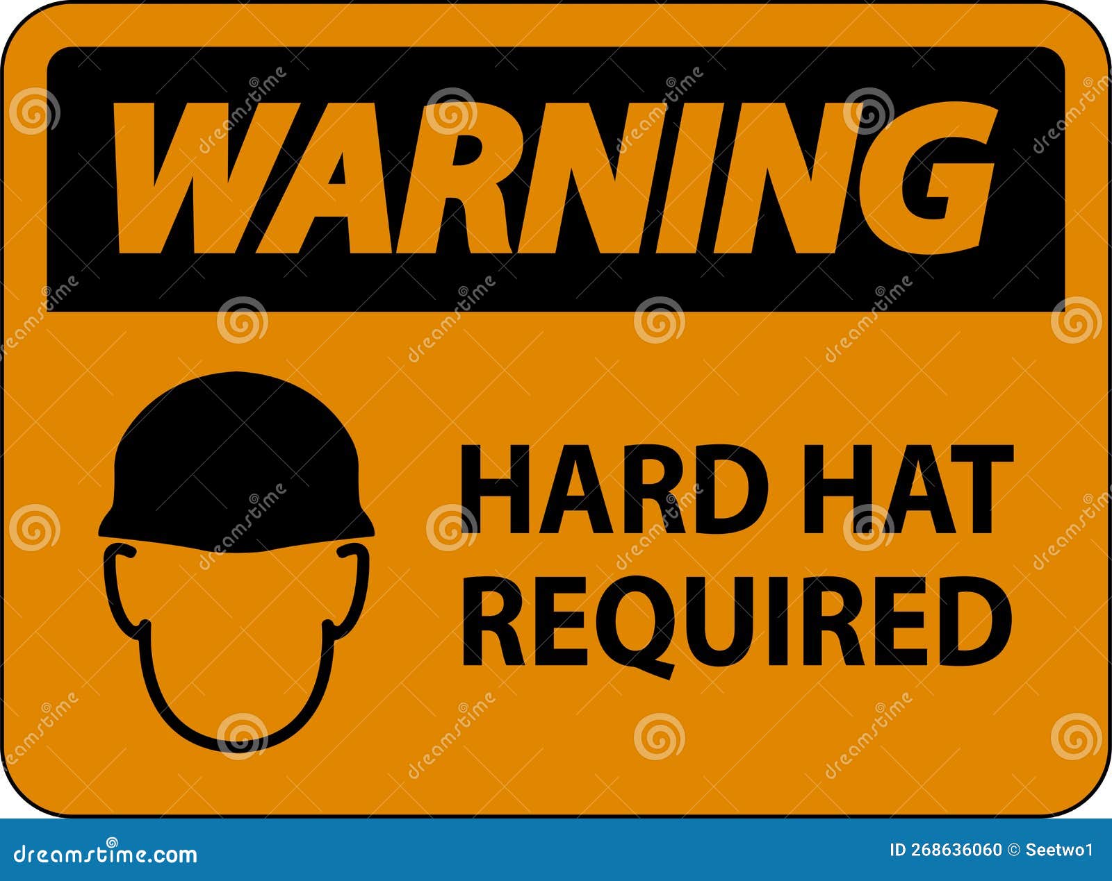 Warning Hard Hat Required Sign on White Background Stock Vector ...