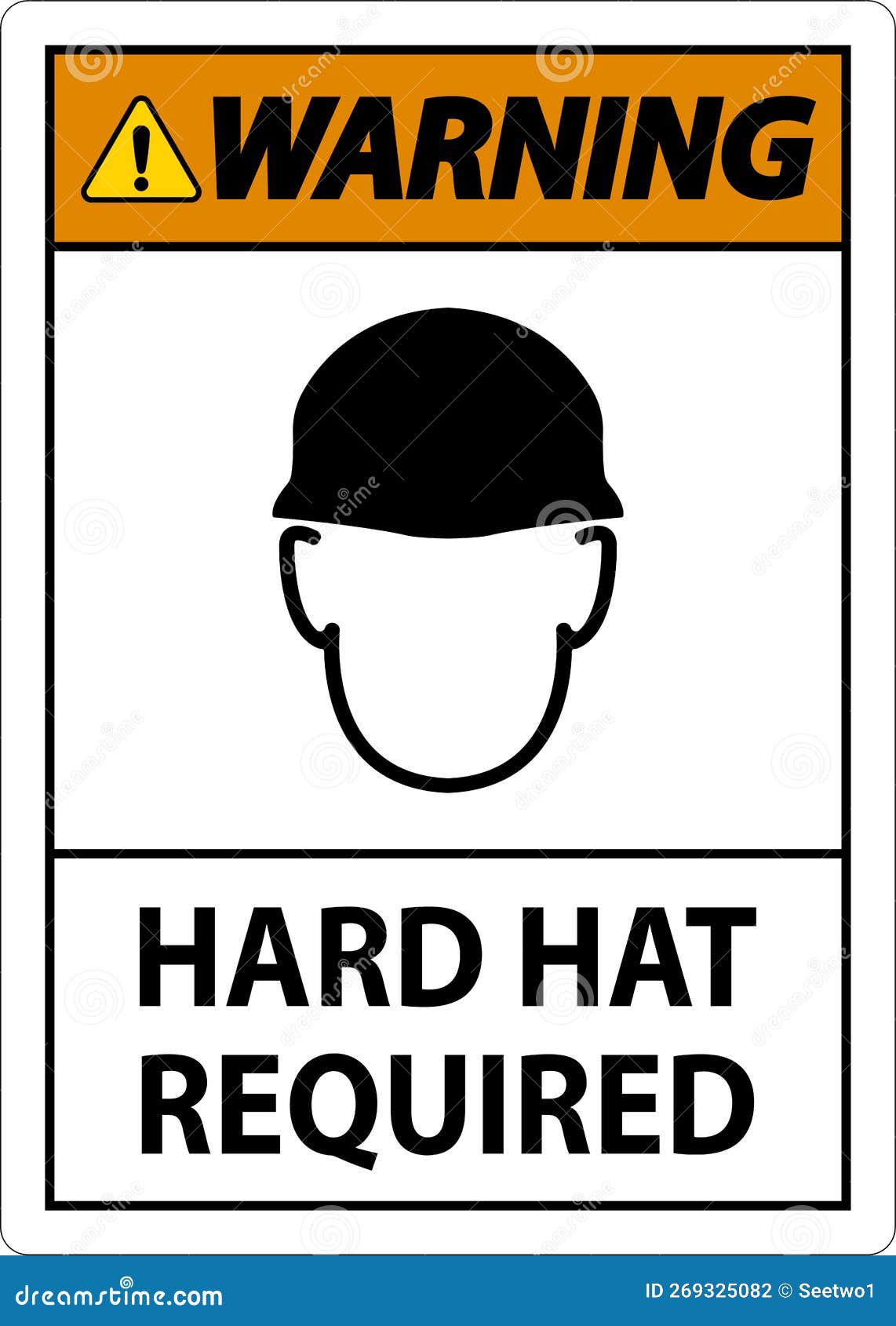 Warning Hard Hat Required Sign on White Background Stock Vector ...
