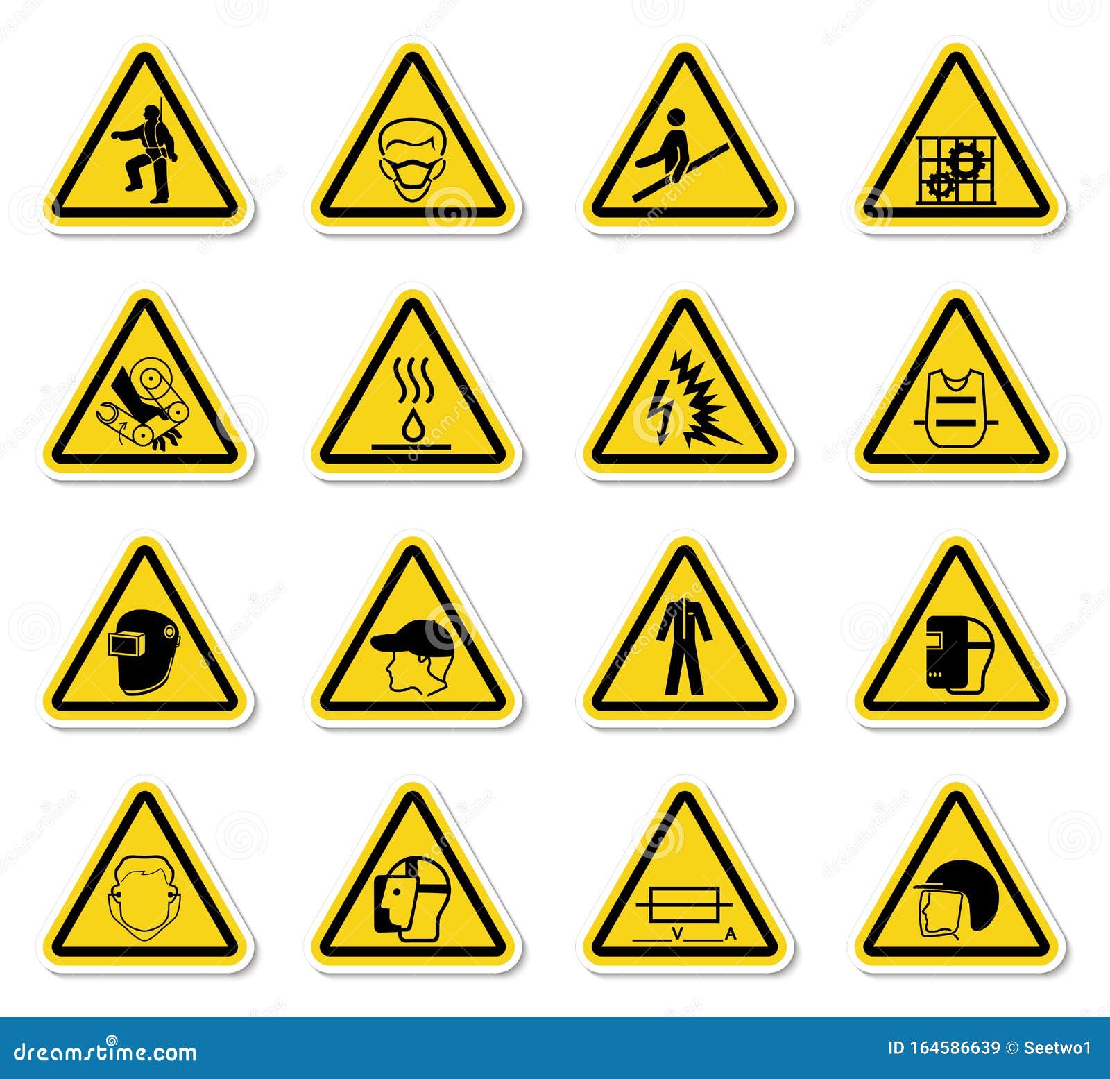 Warning Hazard Symbols Labels Sign Isolate on White Background,Vector ...