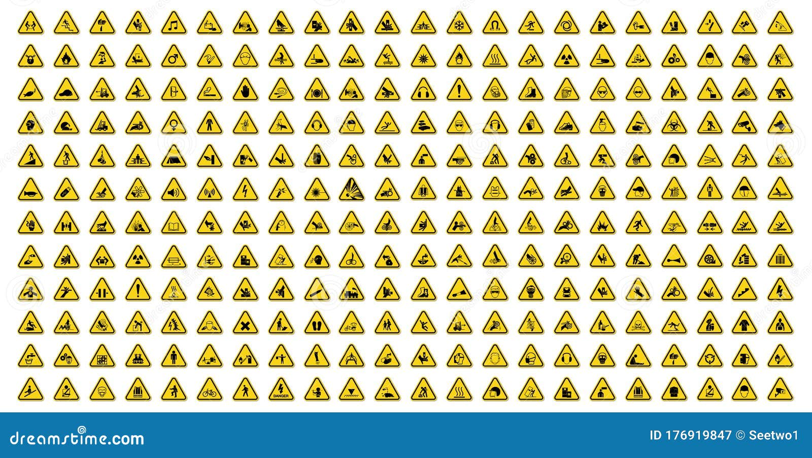 Sign Of Danger Of Falling Stairs Slip Warning Caution On Marble Royalty ...