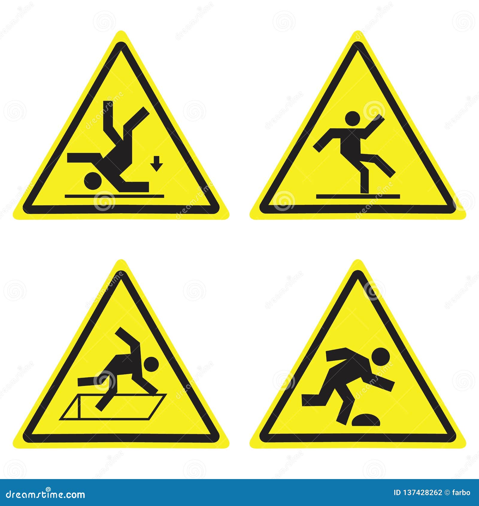 Warning Hazard Yellow Triangle Signs Set Isolated on White Stock Vector ... Warning Hazard Yellow Triangle Signs Set Isolated on White Stock Vector ...