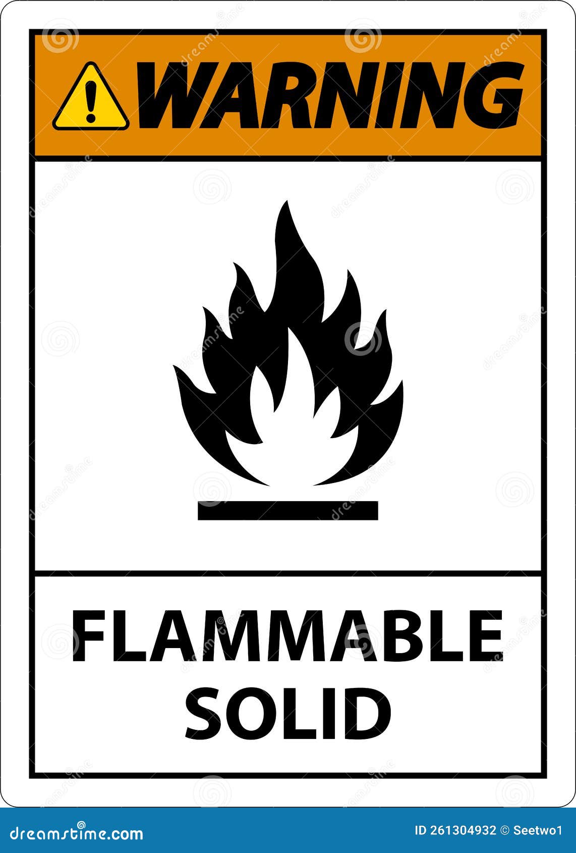 Warning Hazardous Signs Flammable Solid on White Background Stock ...