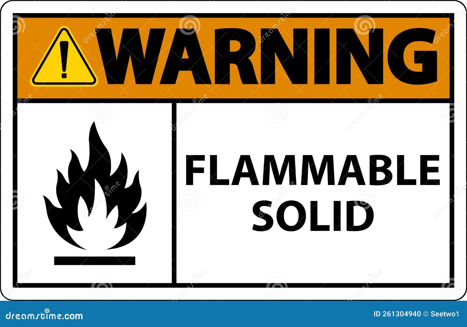 Warning Hazardous Signs Flammable Solid on White Background Stock ...