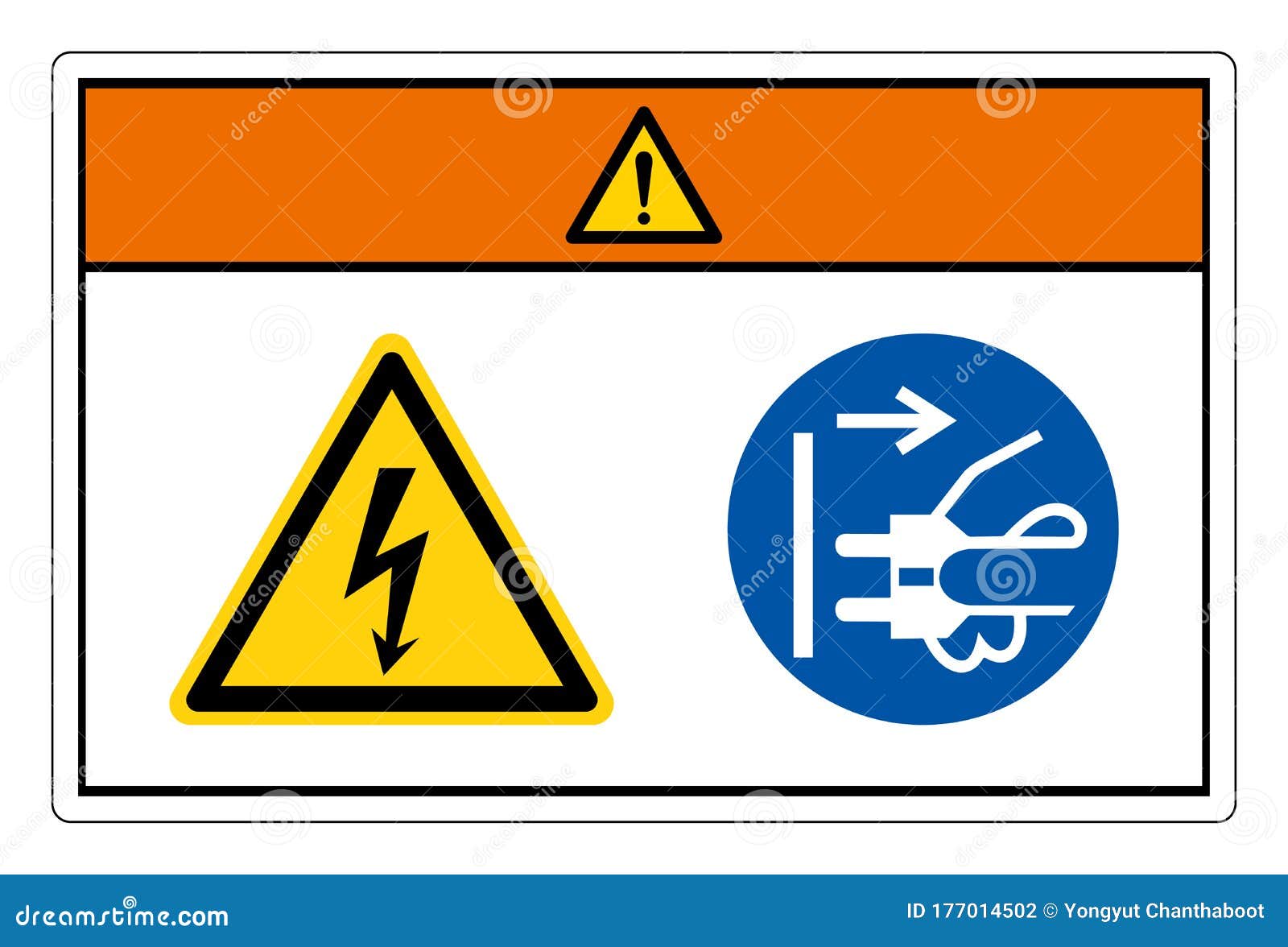 Warning Hazardous Voltage Disconnect Mains Plug From Electrical Outlet ...
