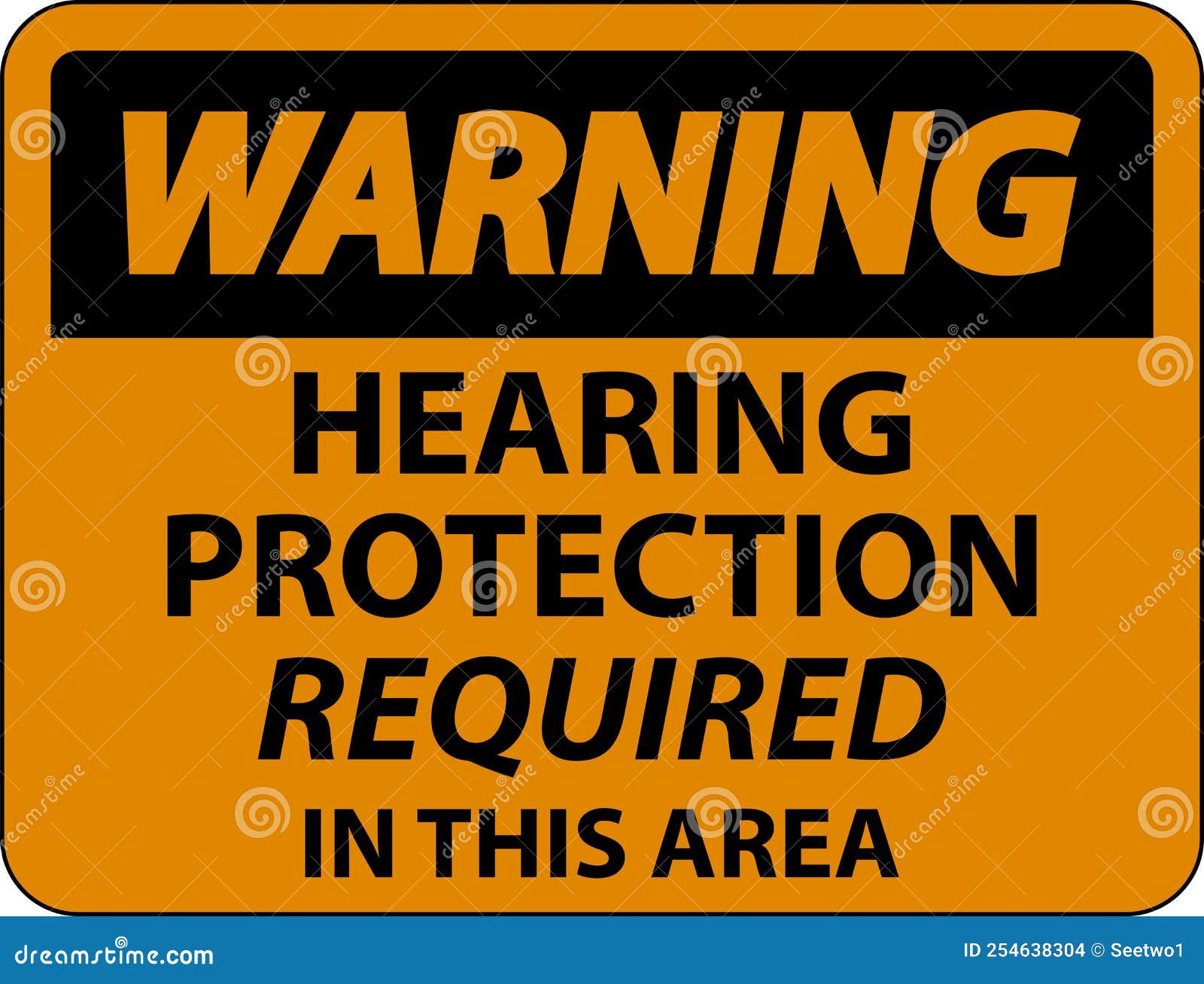 Warning Hearing Protection Required Sign on White Background Stock ...