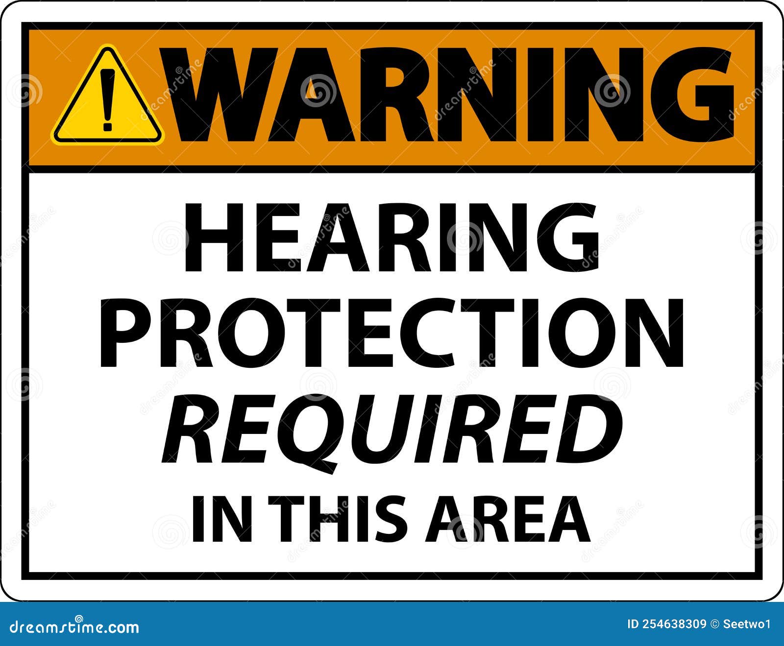 Warning Hearing Protection Required Sign on White Background Stock ...