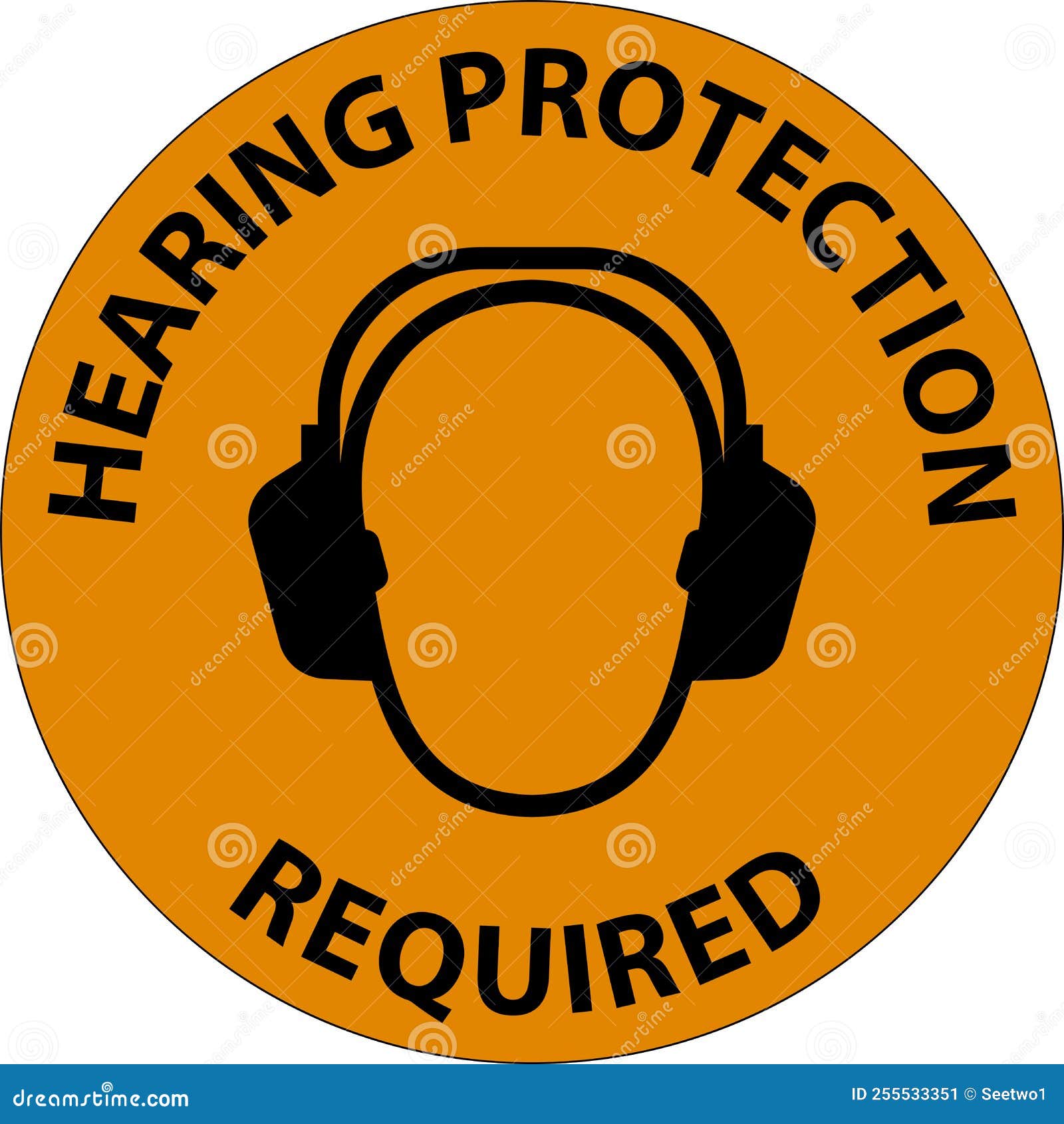 Warning Hearing Protection Required Sign On White Background Stock