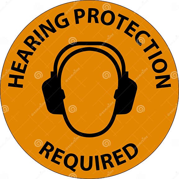 Warning Hearing Protection Required Sign on White Background Stock ...