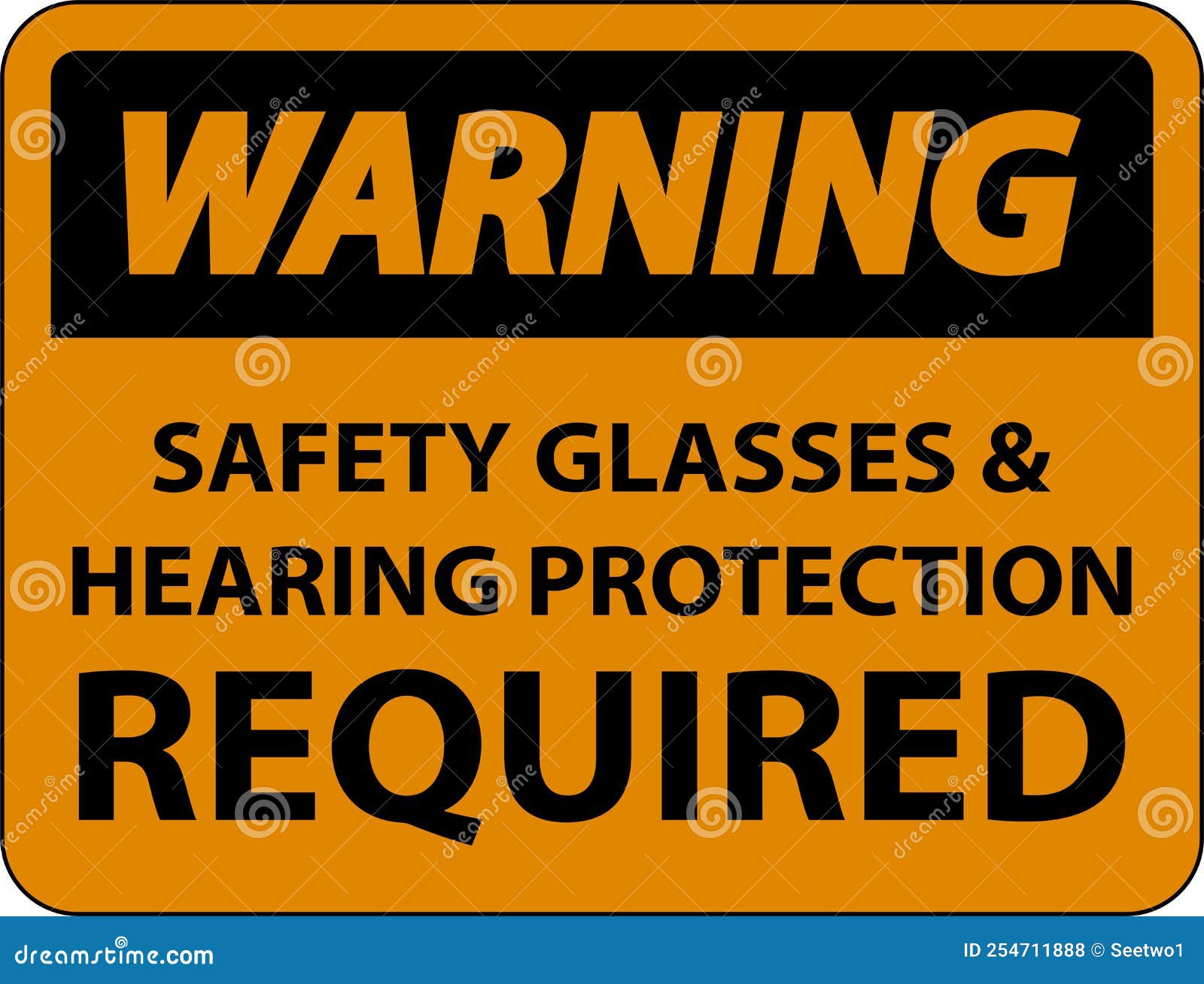 Warning Hearing Protection and Safety Glasses Sign on White Background ... Warning Hearing Protection and Safety Glasses Sign on White Background ...