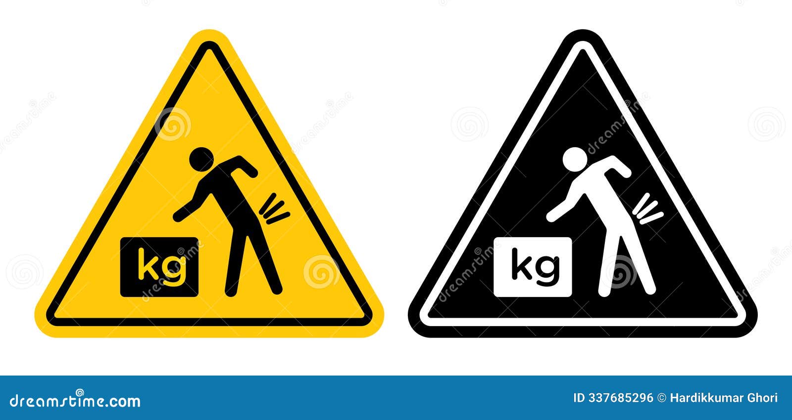 Warning Heavy Object Sign Icon Set. Caution for Lifting Risks with ...