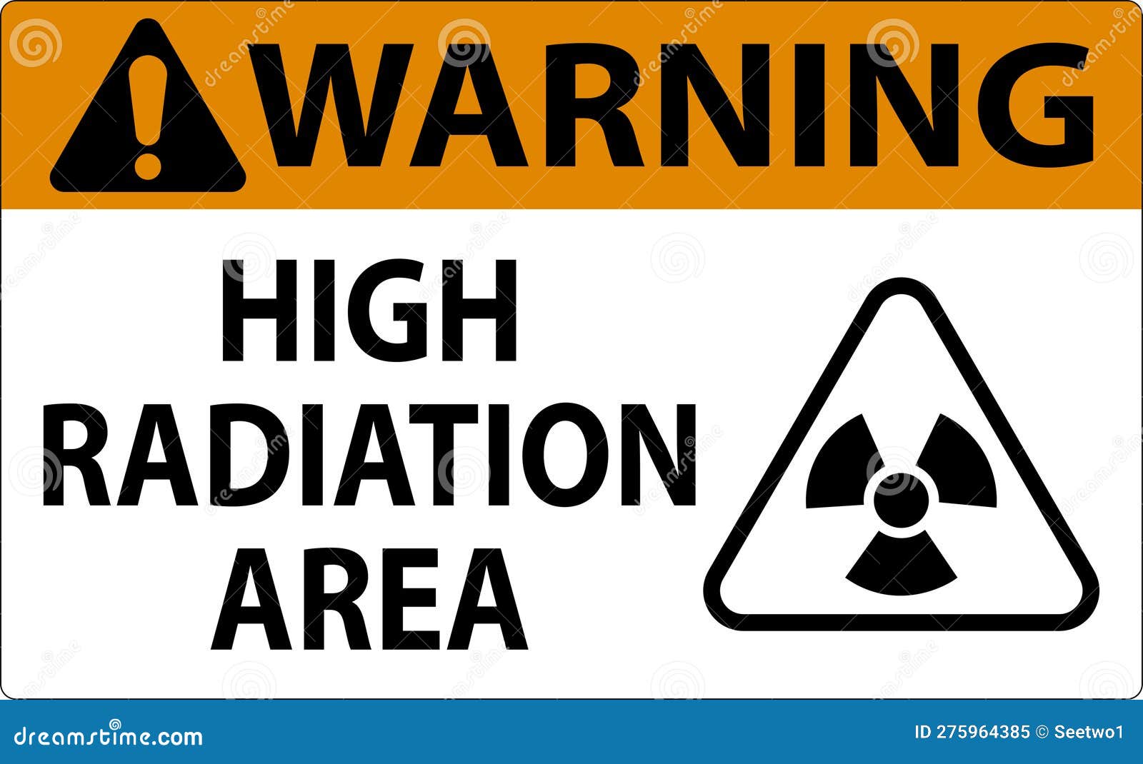 Warning High Radiation Area Sign on White Background Stock Vector ...