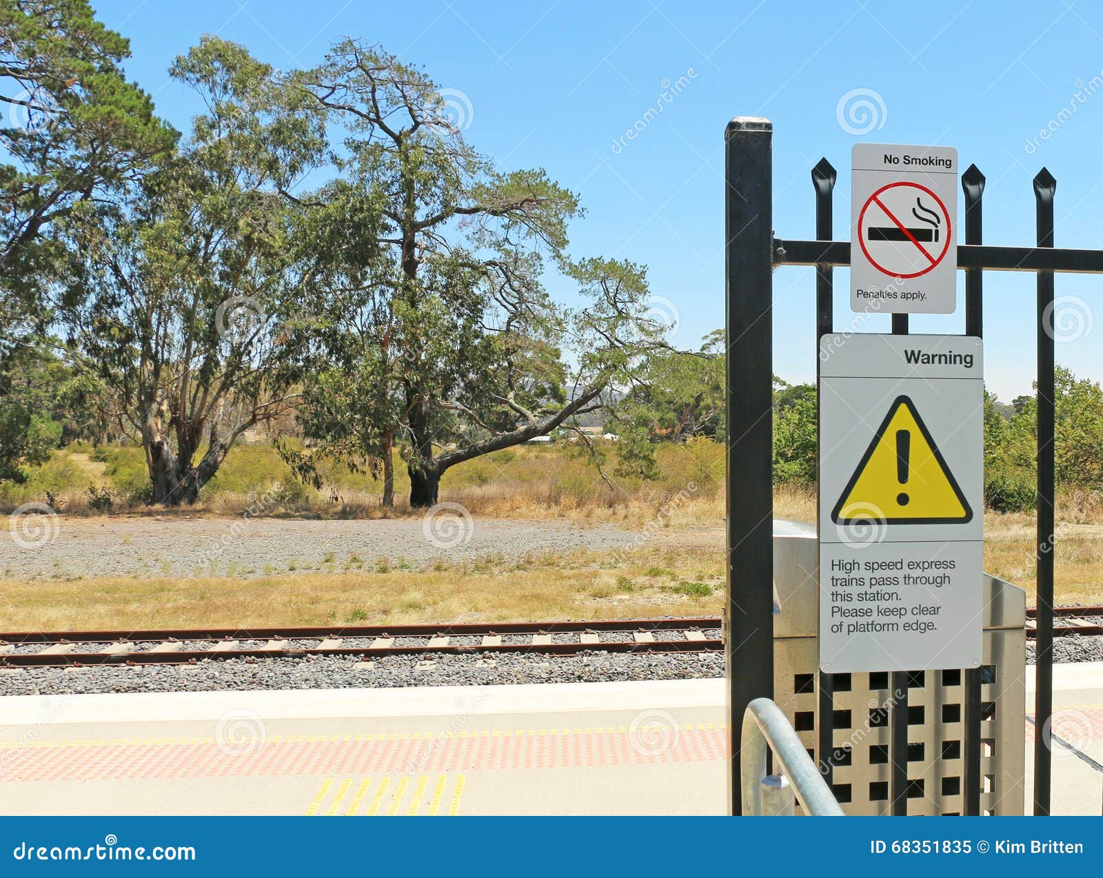 Warning - High Speed Express Trains Pass through this Station Sign ...