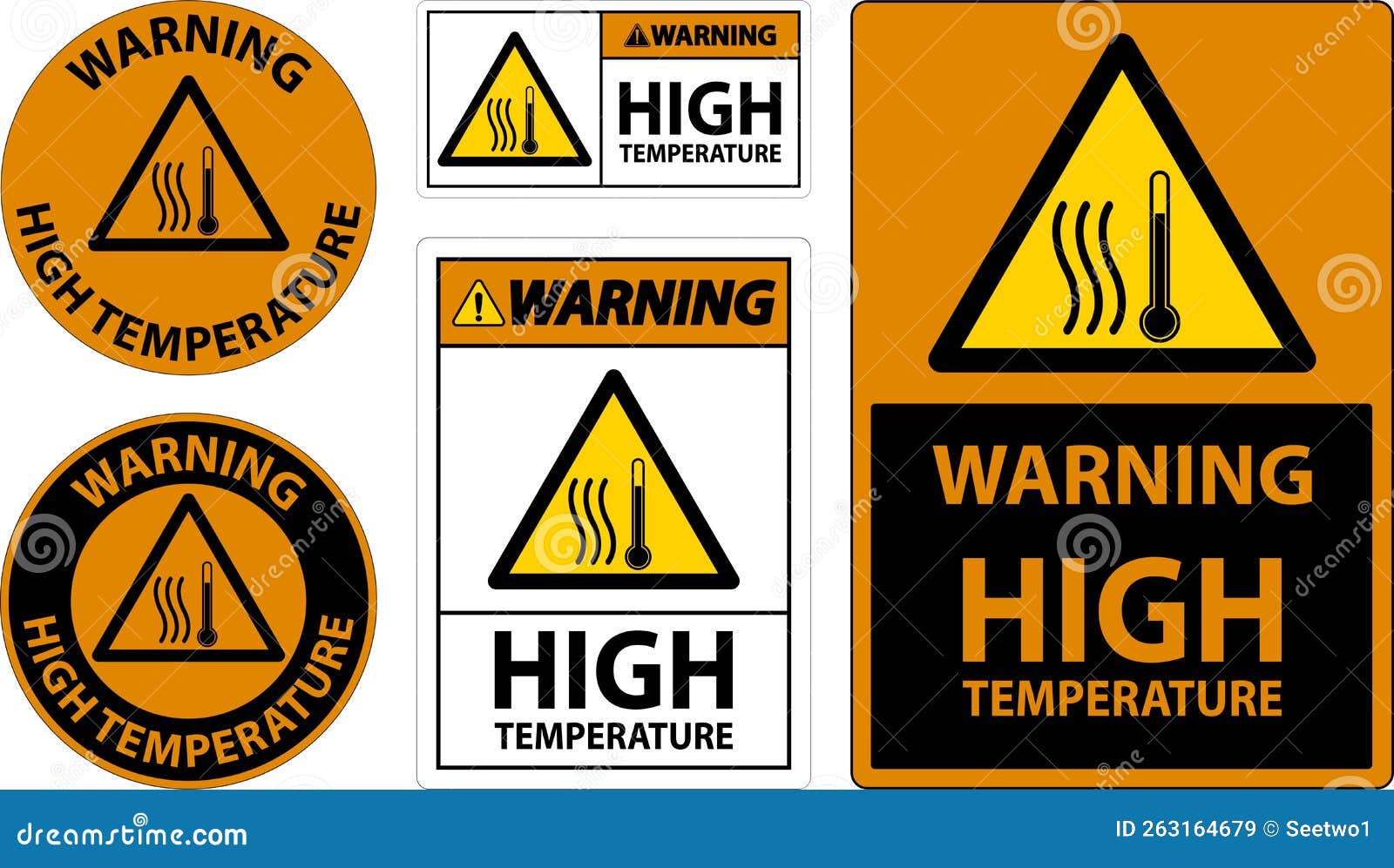 Warning High Temperature Symbol and Text Safety Sign Stock Vector ...