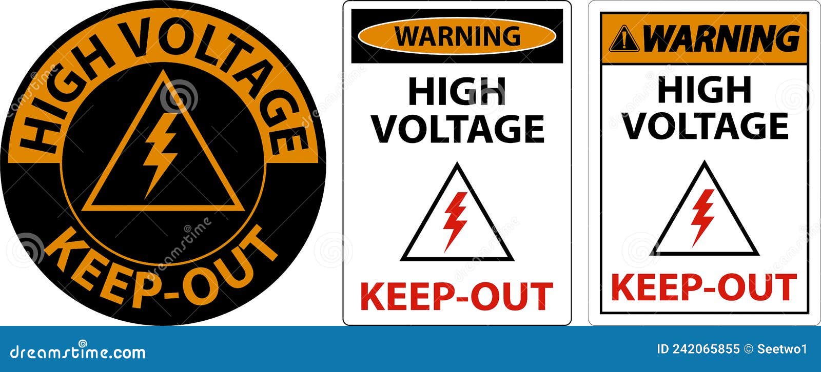 Warning High Voltage Keep Out Sign on White Background Stock Vector ...