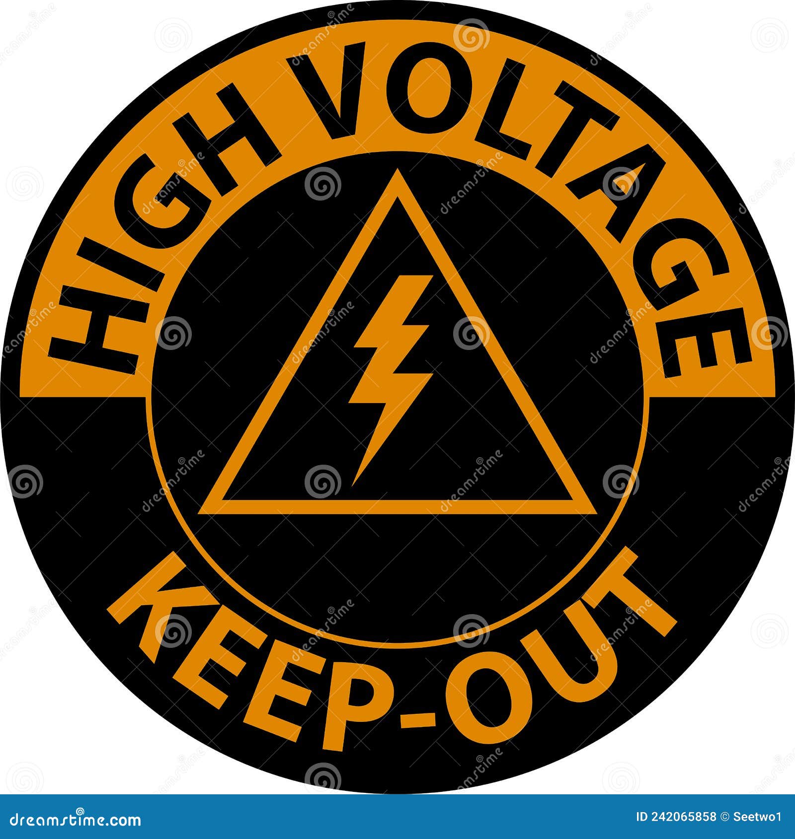 Warning High Voltage Keep Out Sign on White Background Stock Vector ...