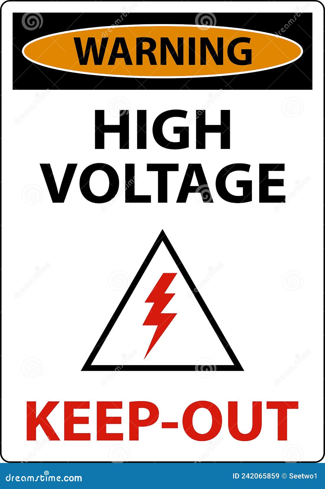 Warning High Voltage Keep Out Sign on White Background Stock Vector ...