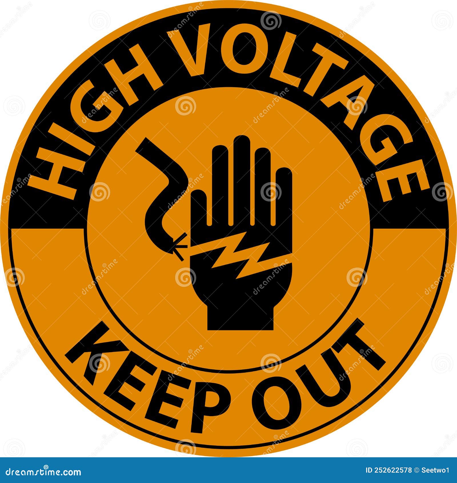 Warning High Voltage Keep Out Sign on White Background Stock Vector ...