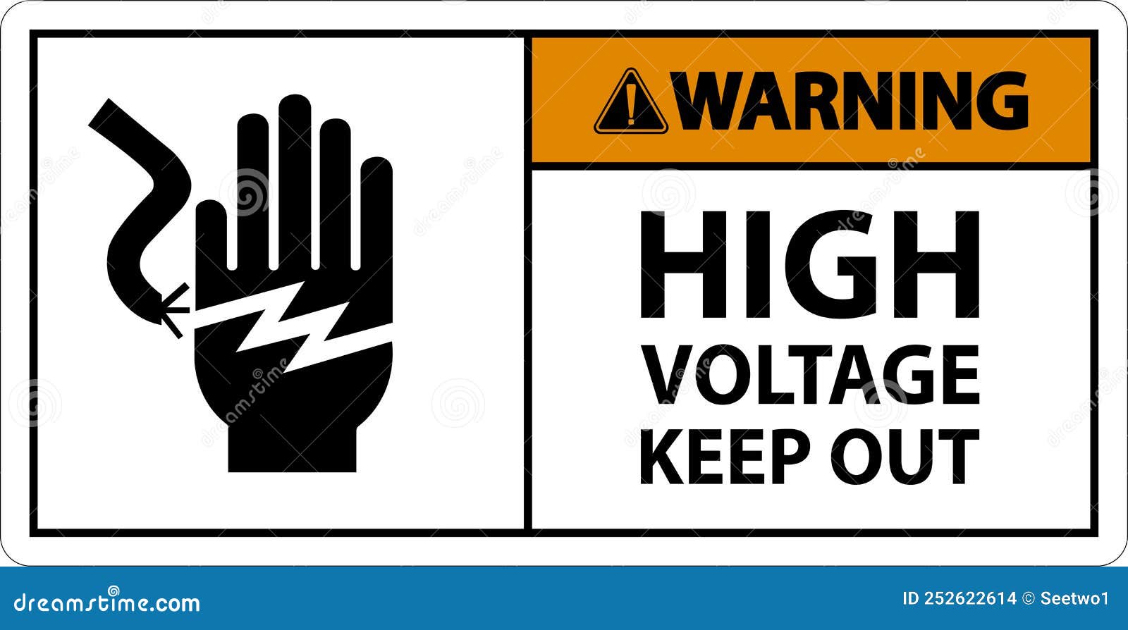 Warning High Voltage Keep Out Sign on White Background Stock Vector ...