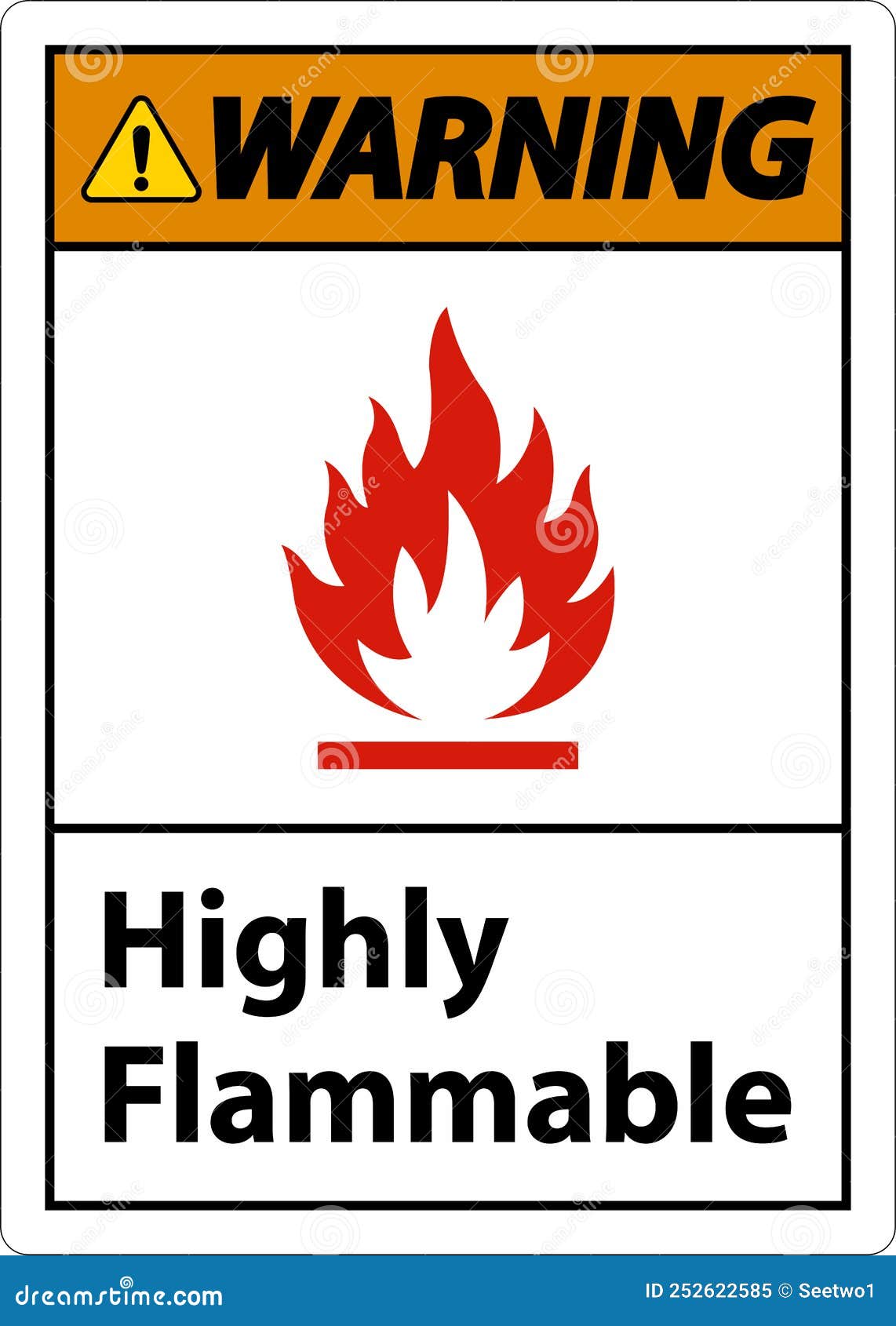 Warning Highly Flammable Sign on White Background Stock Vector ...