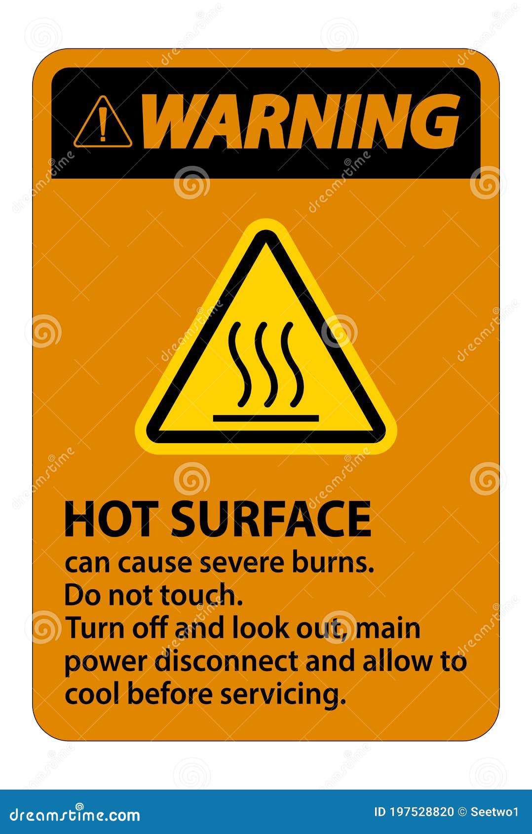 Warning Hot Surface Sign on White Background Stock Vector ...