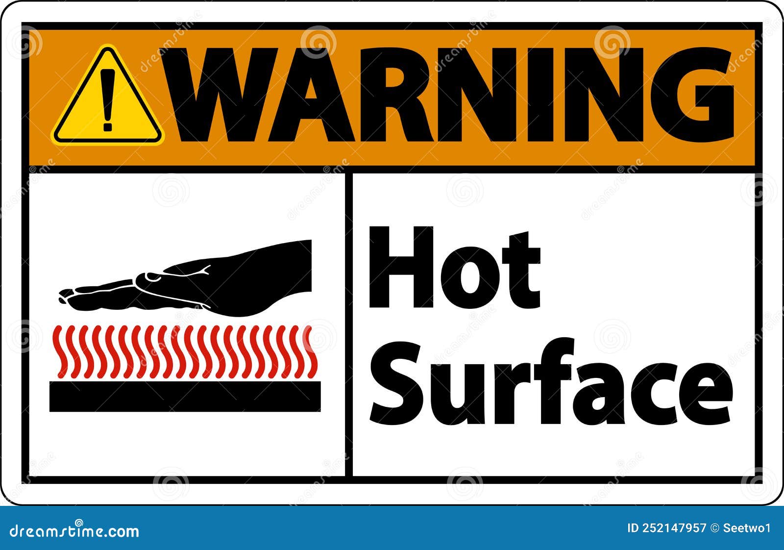 Warning Hot Surface Symbol Sign on White Background Stock Vector ...