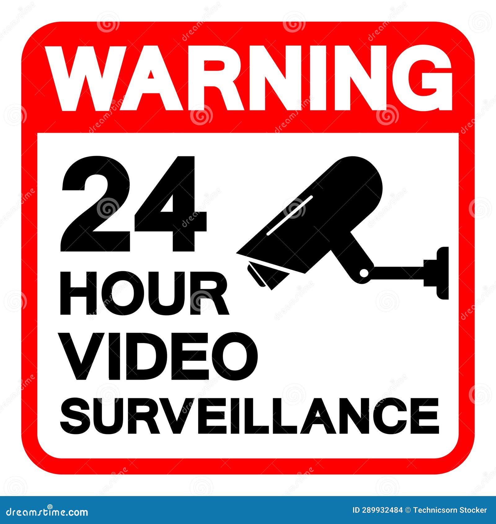 Warning 24 Hour Video Surveillance Symbol Sign, Vector Illustration ...
