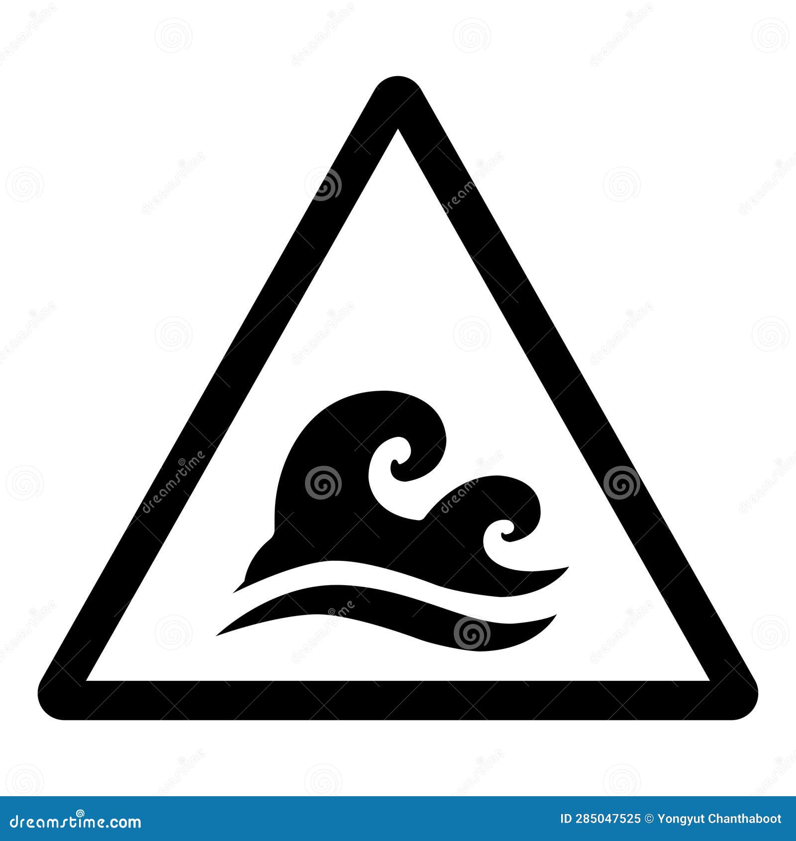 Warning Huge Waves Area Symbol Sign, Vector Illustration, Isolate on ...