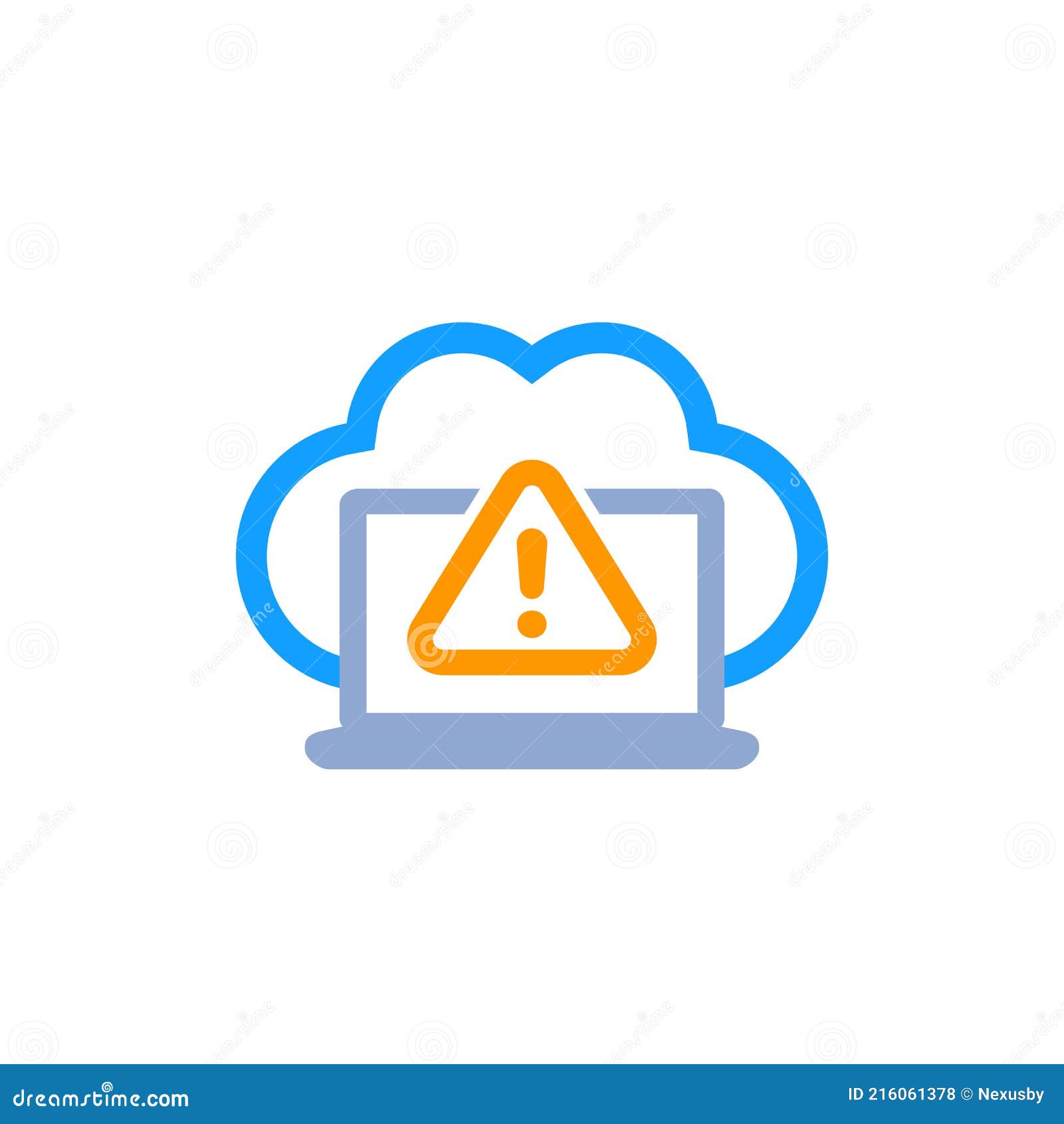 Warning Icon with Cloud on White, Vector Stock Vector - Illustration of ...