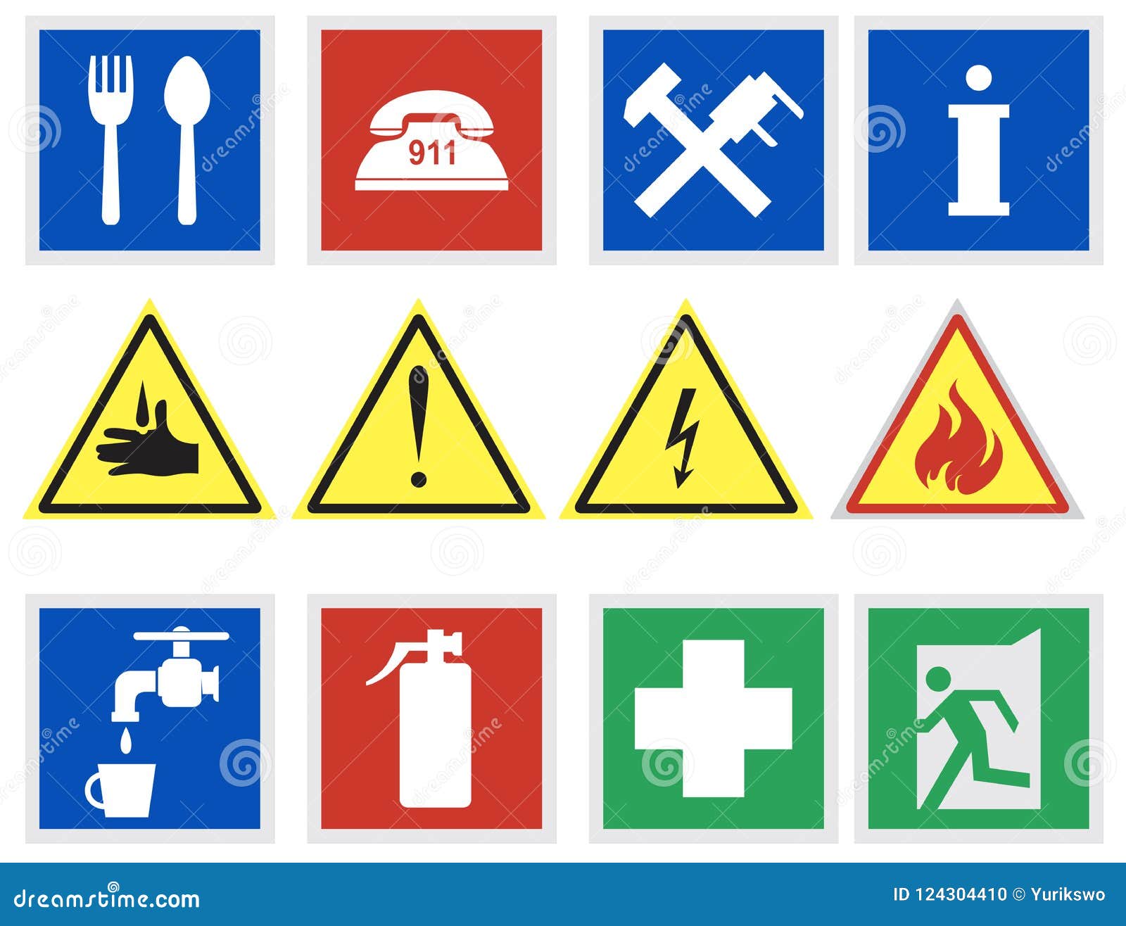 Warning icon set stock vector. Illustration of equipment - 124304410
