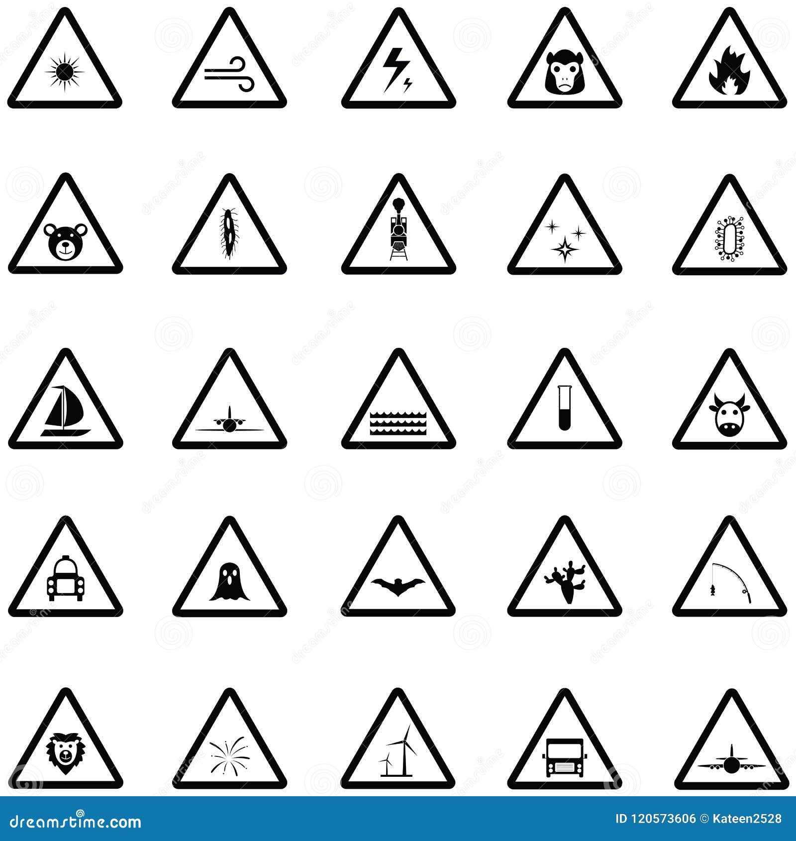 Warning icon set stock vector. Illustration of message - 120573606
