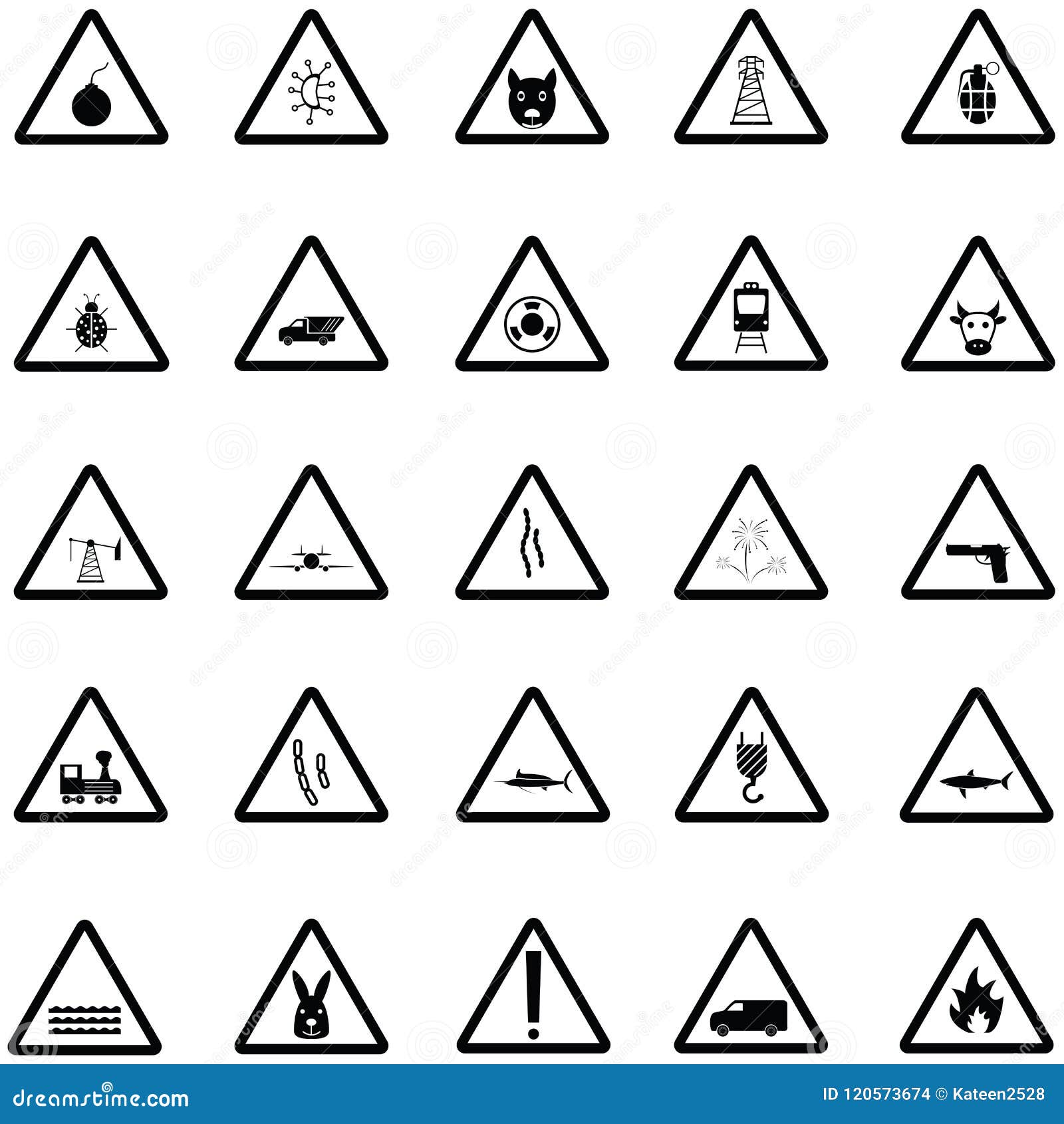 Warning icon set stock vector. Illustration of triangle - 120573674