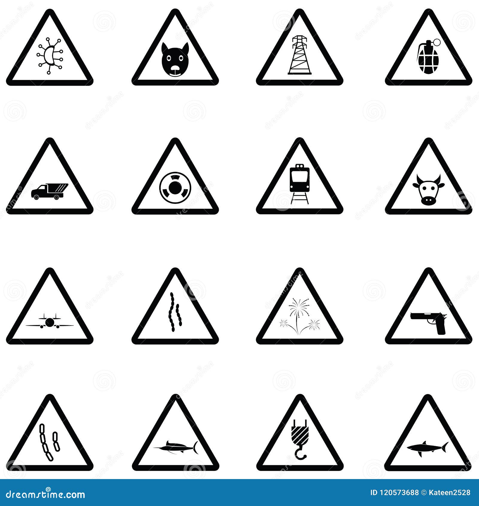 Warning icon set stock vector. Illustration of danger - 120573688