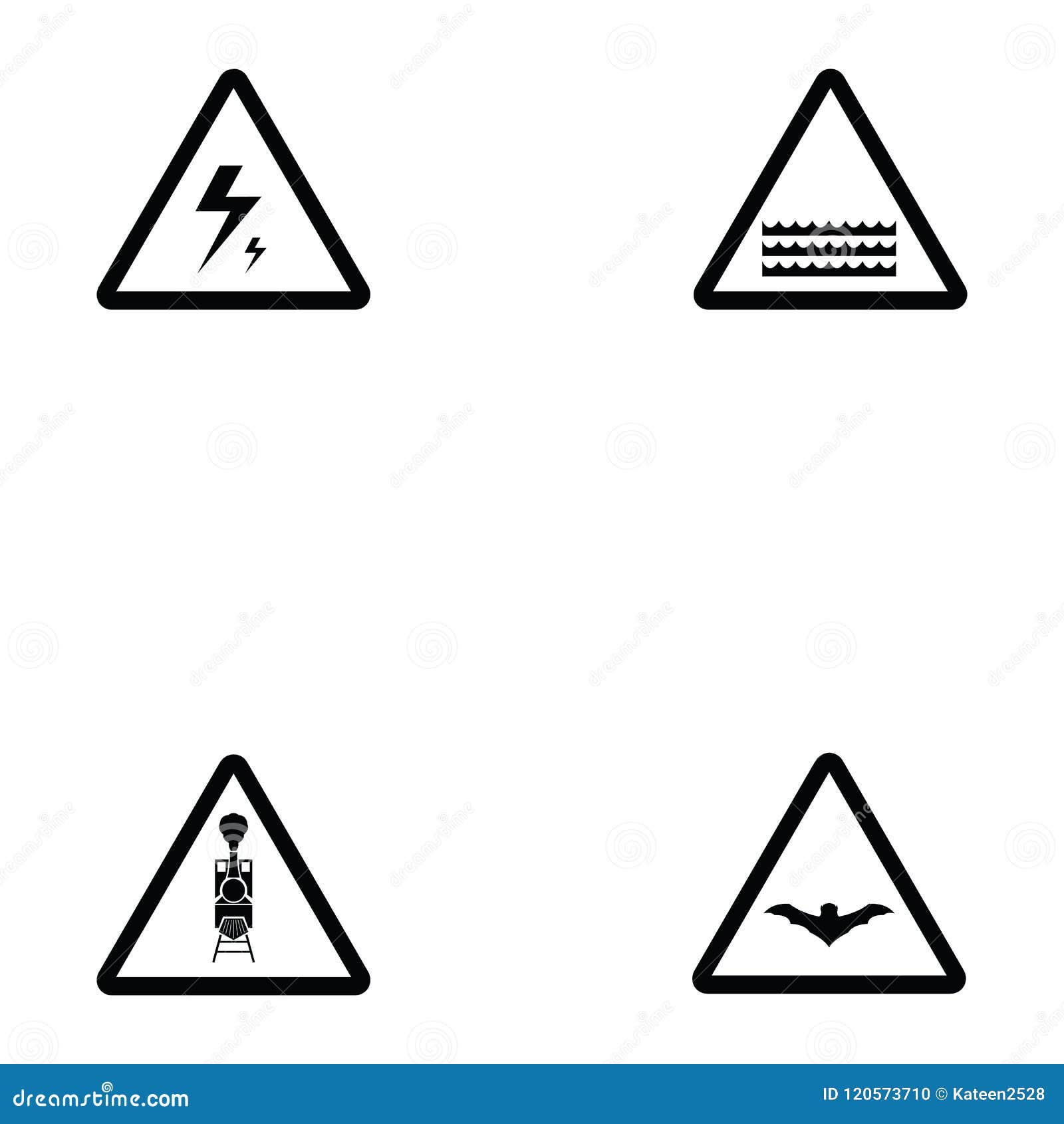 Warning icon set stock vector. Illustration of information - 120573710