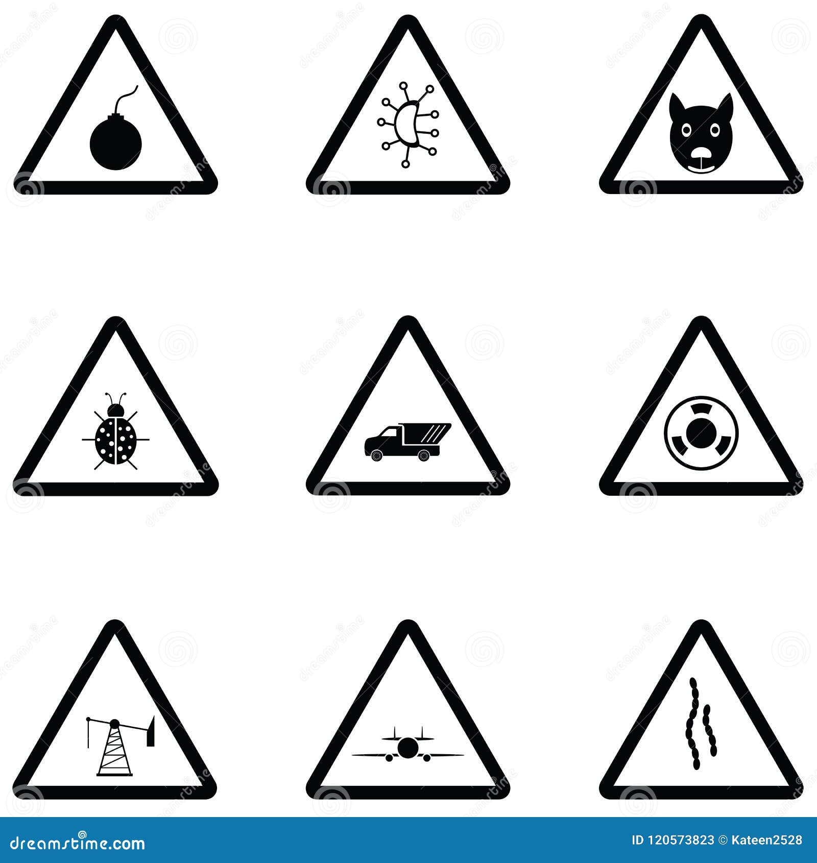 Warning icon set stock vector. Illustration of message - 120573823