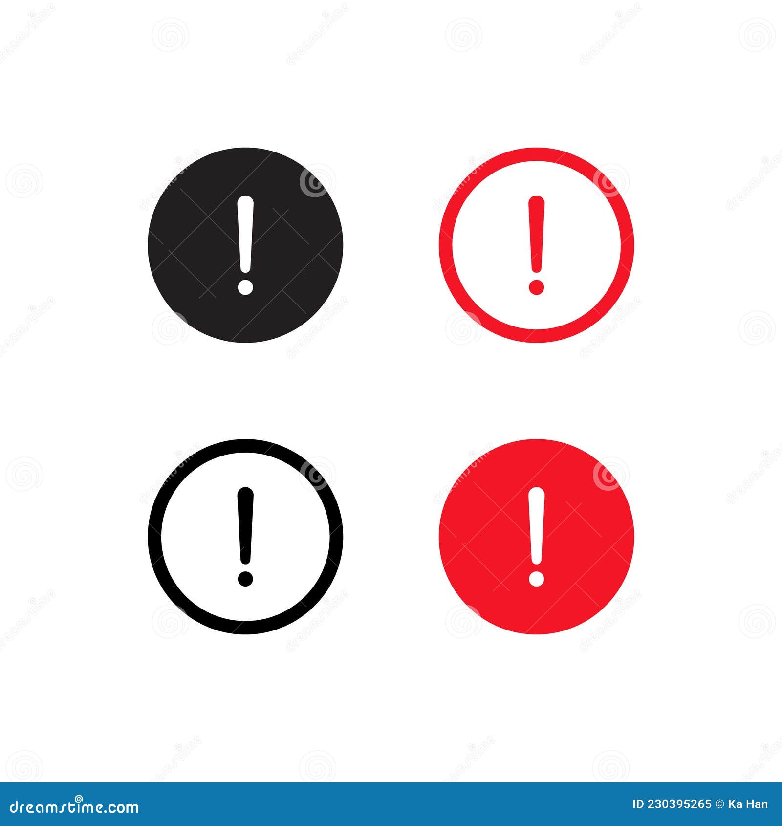 Warning Icon Vector in Circle Shape. Exclamation Mark Symbols Stock ...