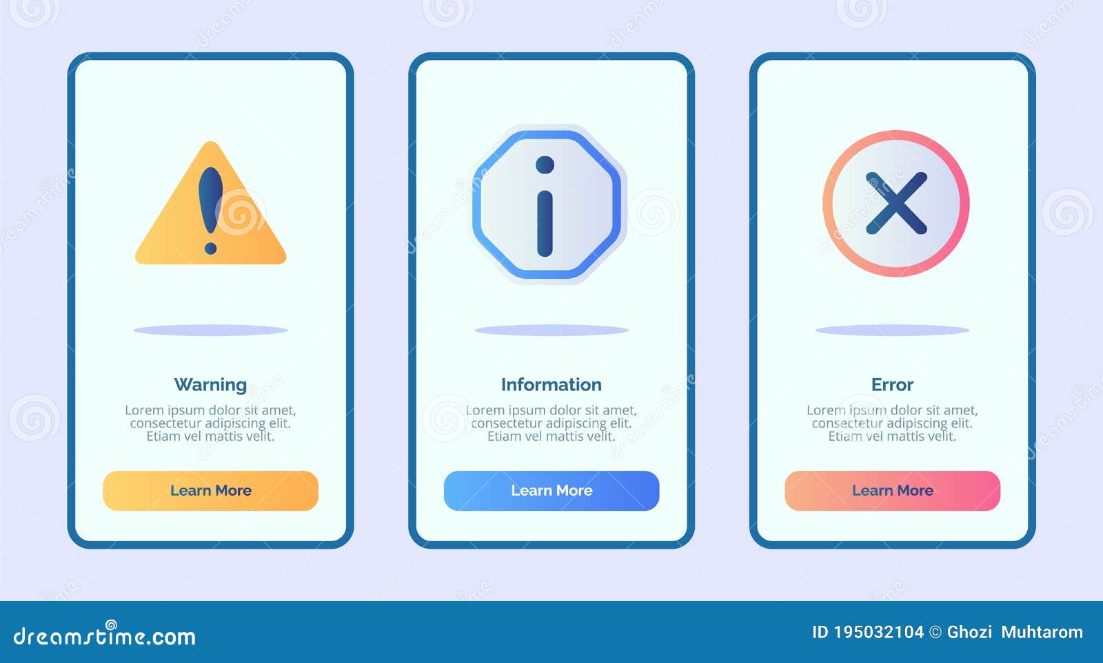 Warning Information Error For Mobile Apps Template Banner Page Ui With