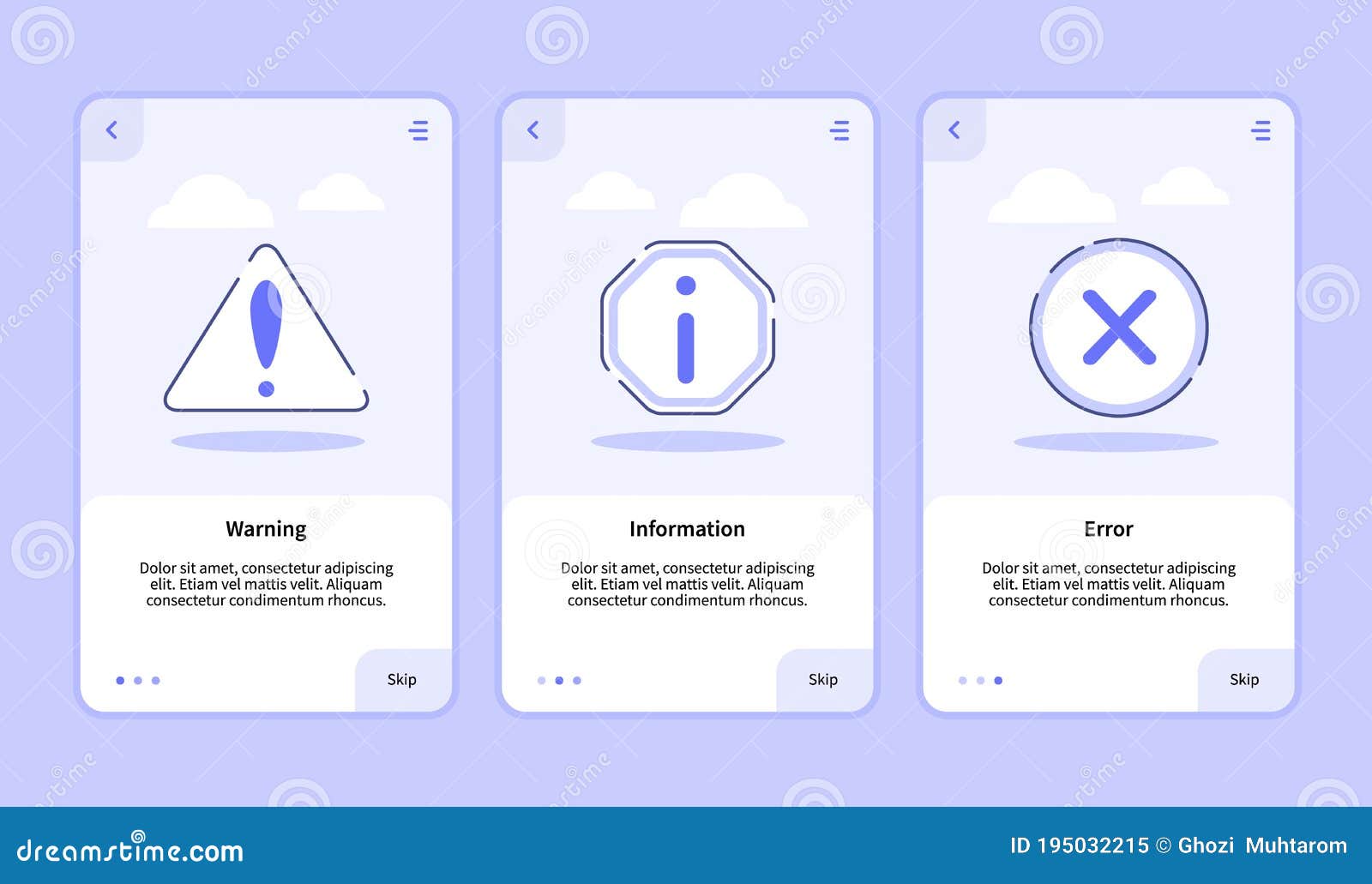Warning Information Error Onboarding Screen For Mobile Apps Template