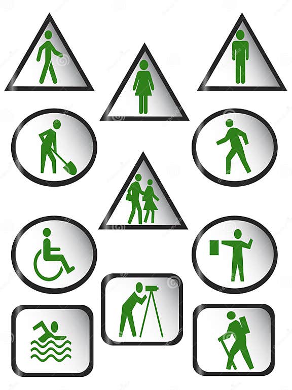 Warning and Information People Icons Stock Vector - Illustration of ...