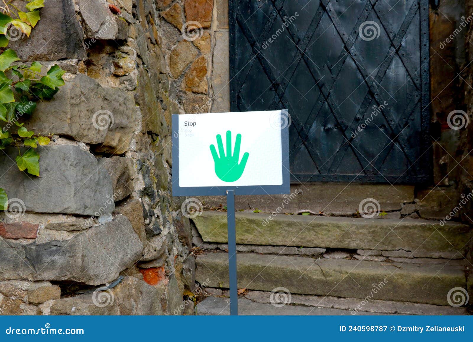 Warning Inscription Stop when Entering a Prohibited Place. Stock Image ...